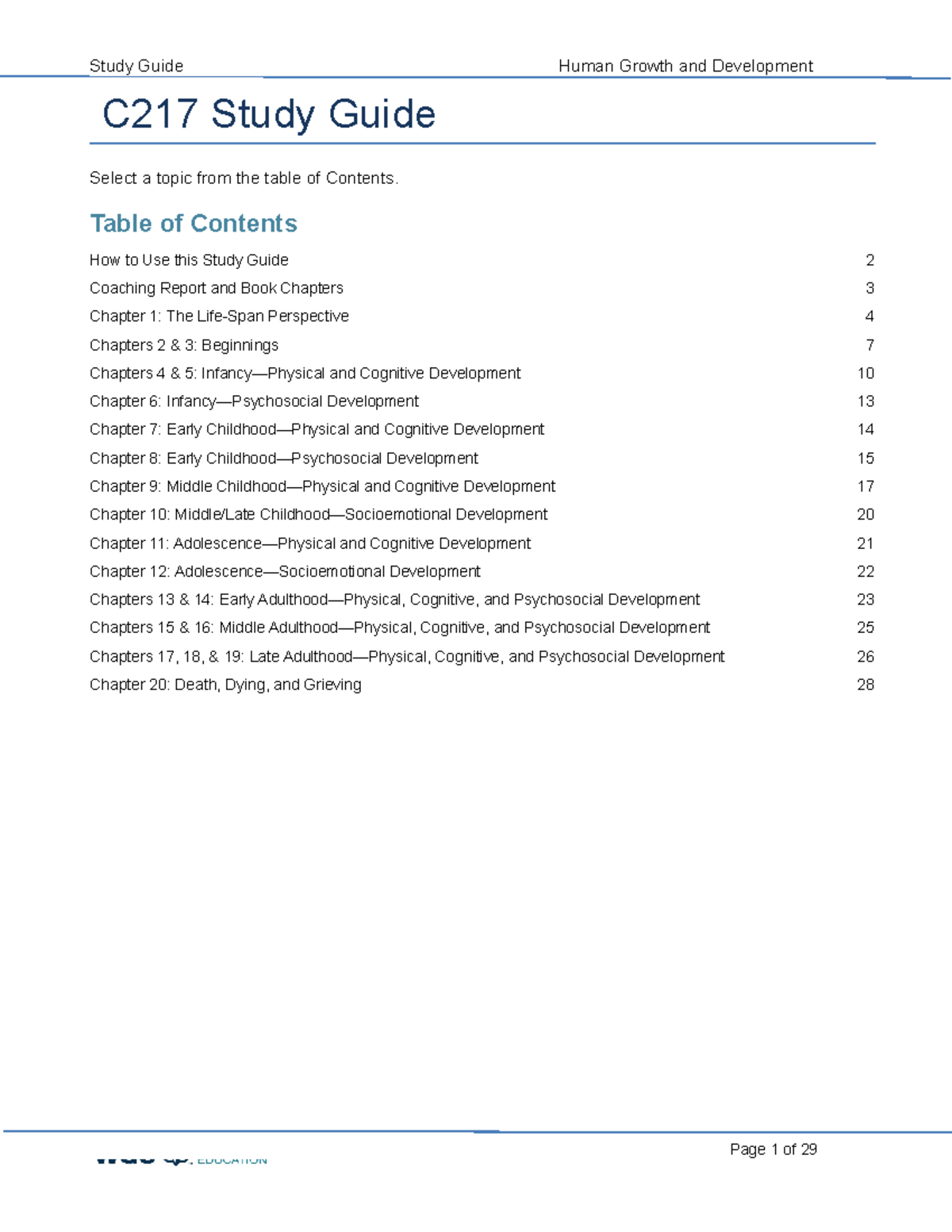 Study Guide - Example and Notes - C217 Study Guide Select a topic from ...