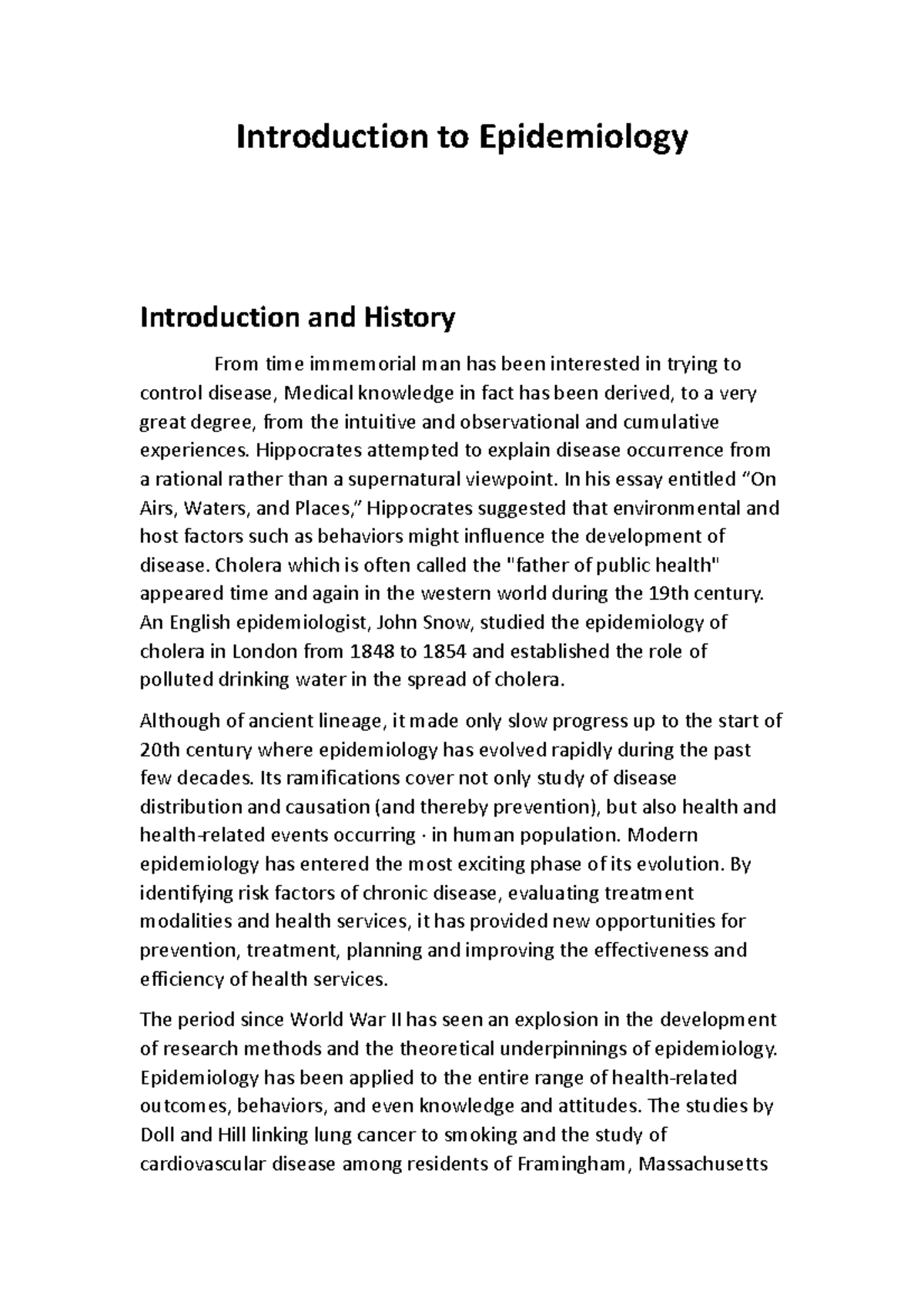 1Introduction to Epidemiology - Introduction to Epidemiology ...
