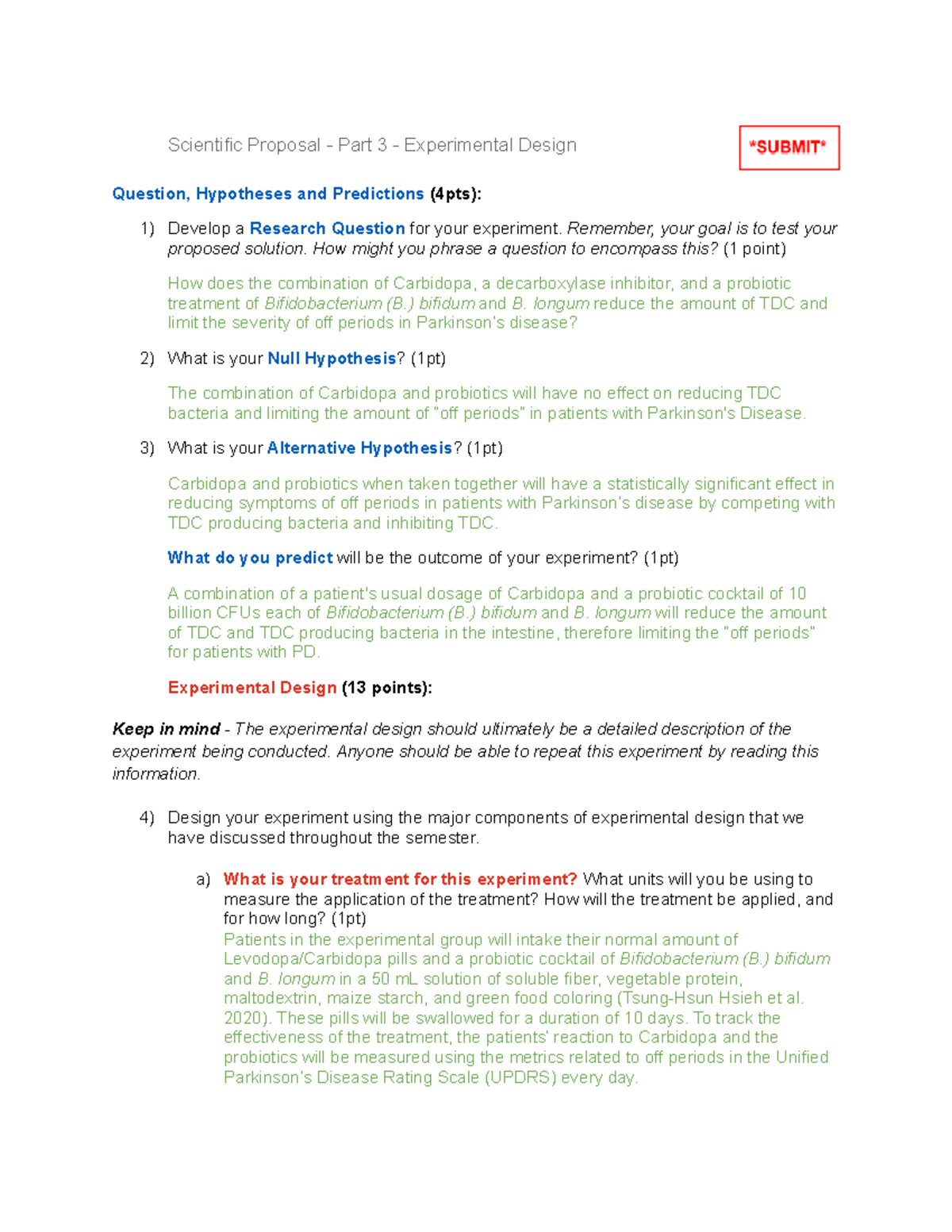 Bio Discussion Part 3 - Scientific Proposal - Part 3 - Experimental ...