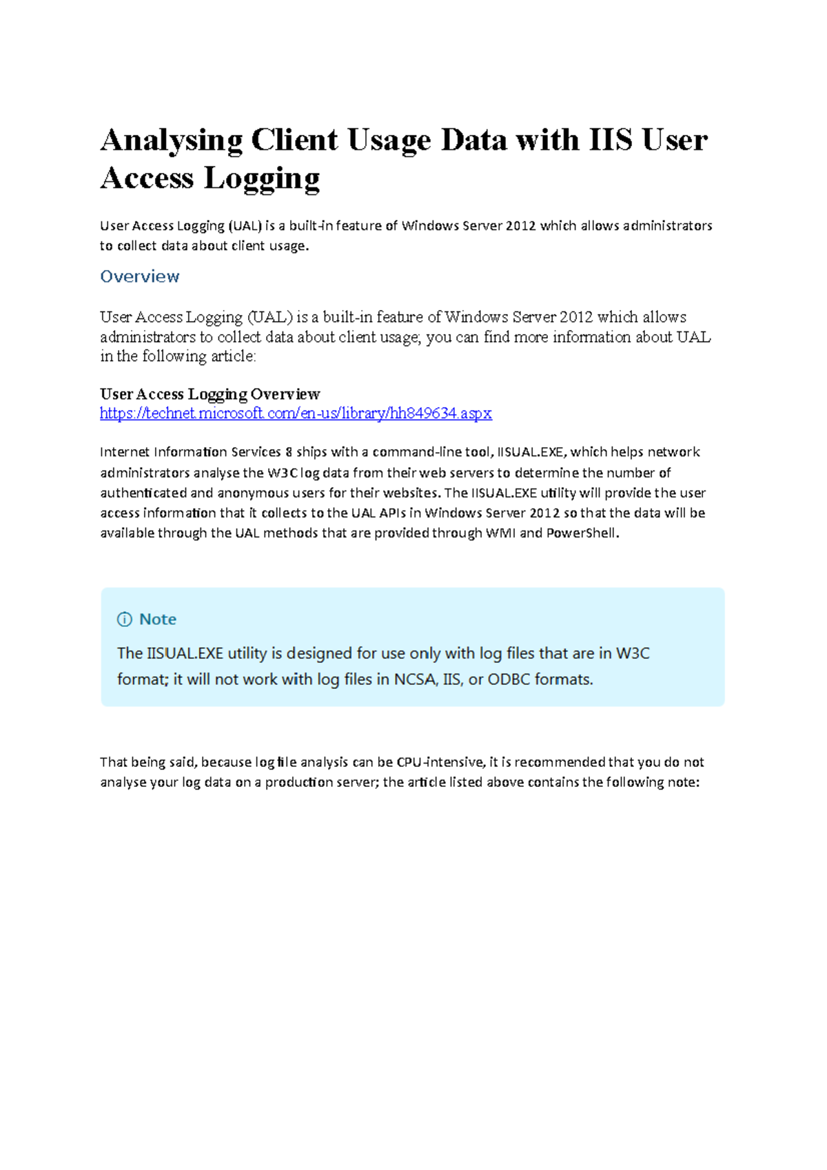 Analysing Client Usage Data with IIS User Access Logging - Analysing Client Usage Data with IIS ...