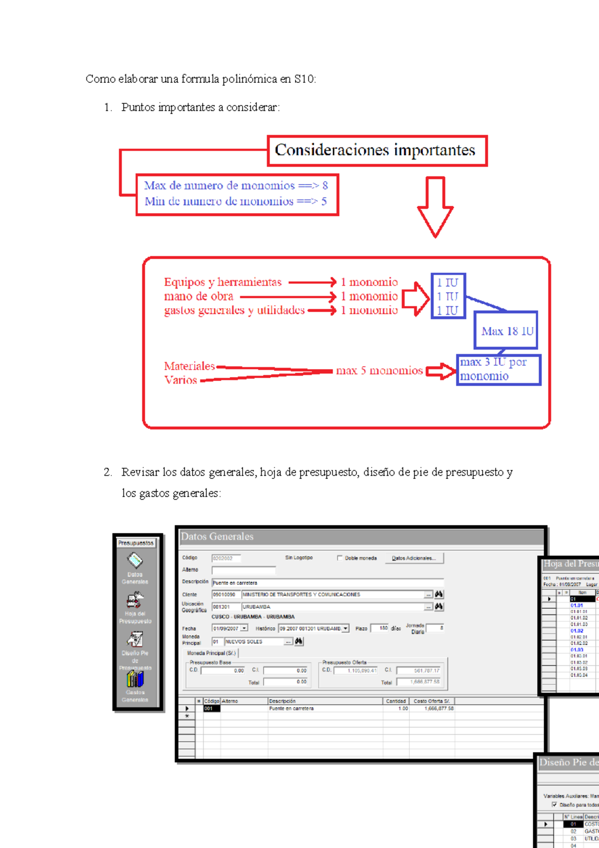 Como elaborar una formula polinómica en S10 - Puntos importantes a ...