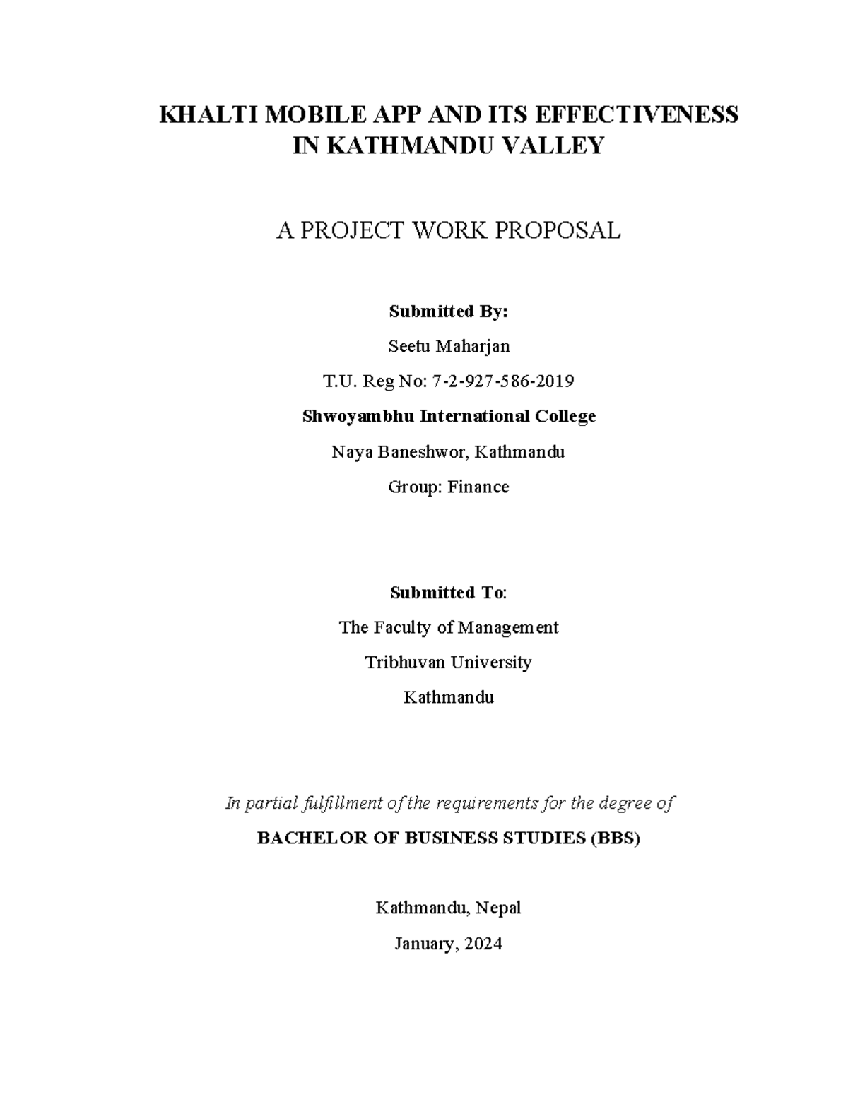 A Proposal - KHALTI MOBILE APP AND ITS EFFECTIVENESS IN KATHMANDU ...