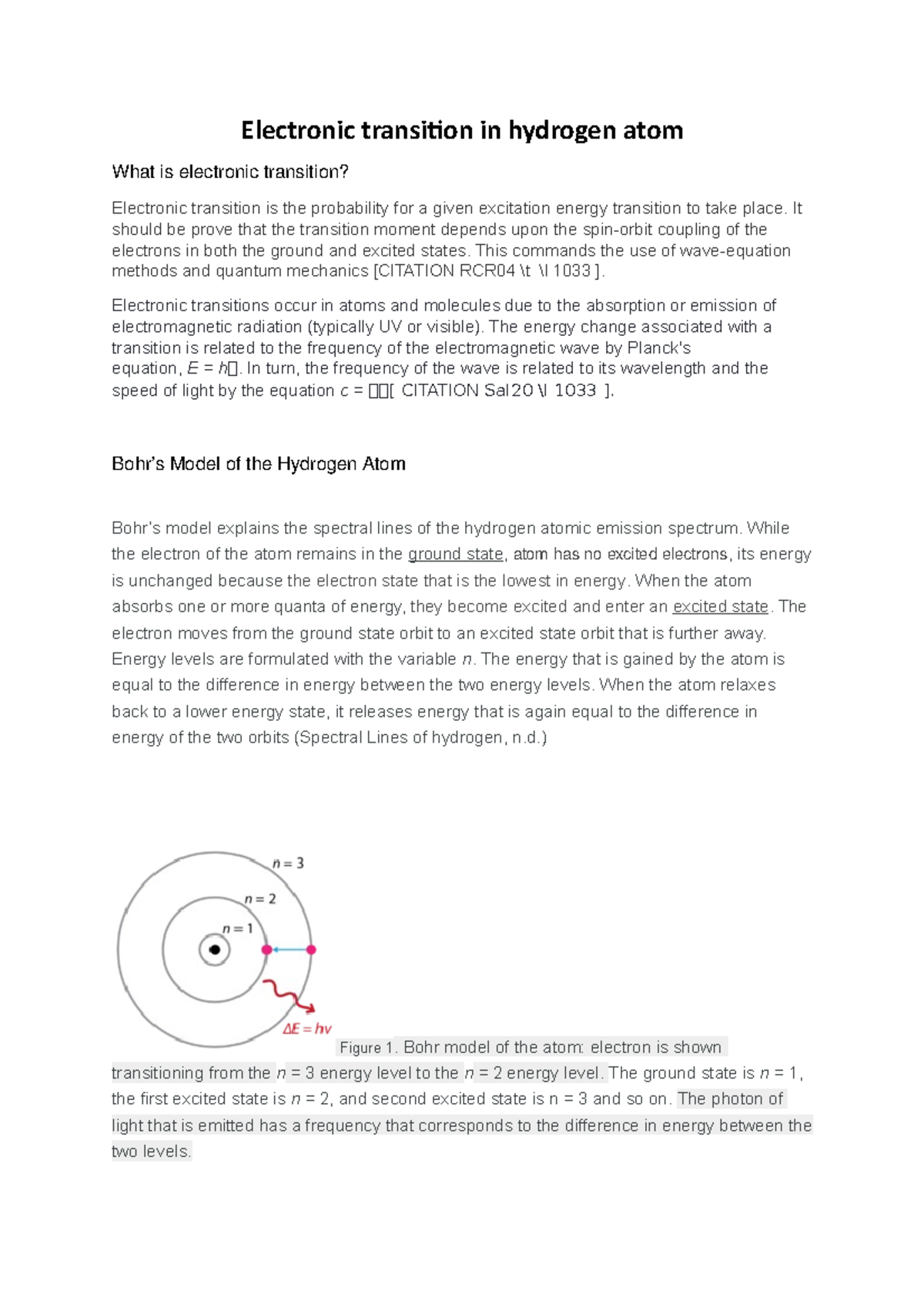 Modern Physics PHY310 Presentation Project - Electronic transition in hydrogen atom What is ...