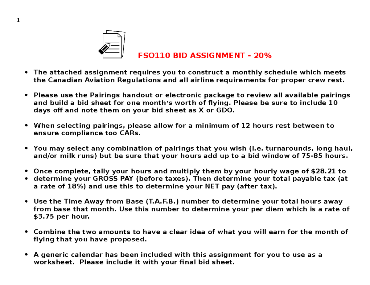 BID Assignment F21 (1) (1) - FSO110 BID ASSIGNMENT - 20% The attached ...