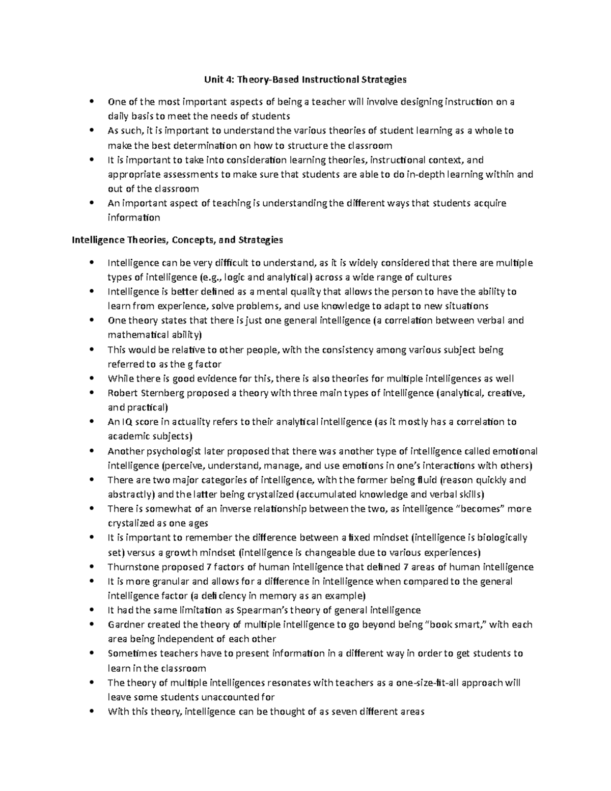Unit 4 (Part I) - Unit 4 Notes - Unit 4: Theory-Based Instructional ...