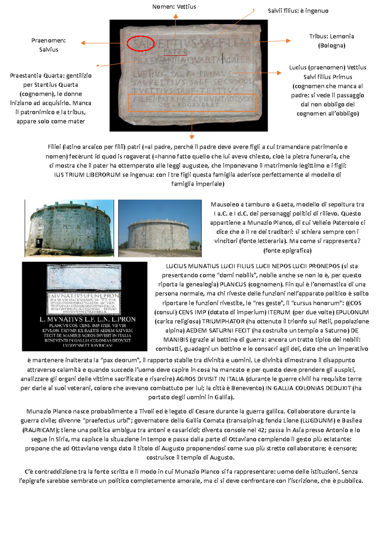 Onomastica - Tribus: Lemonia (Bologna) Salvii filius: è ingenuo Nomen ...