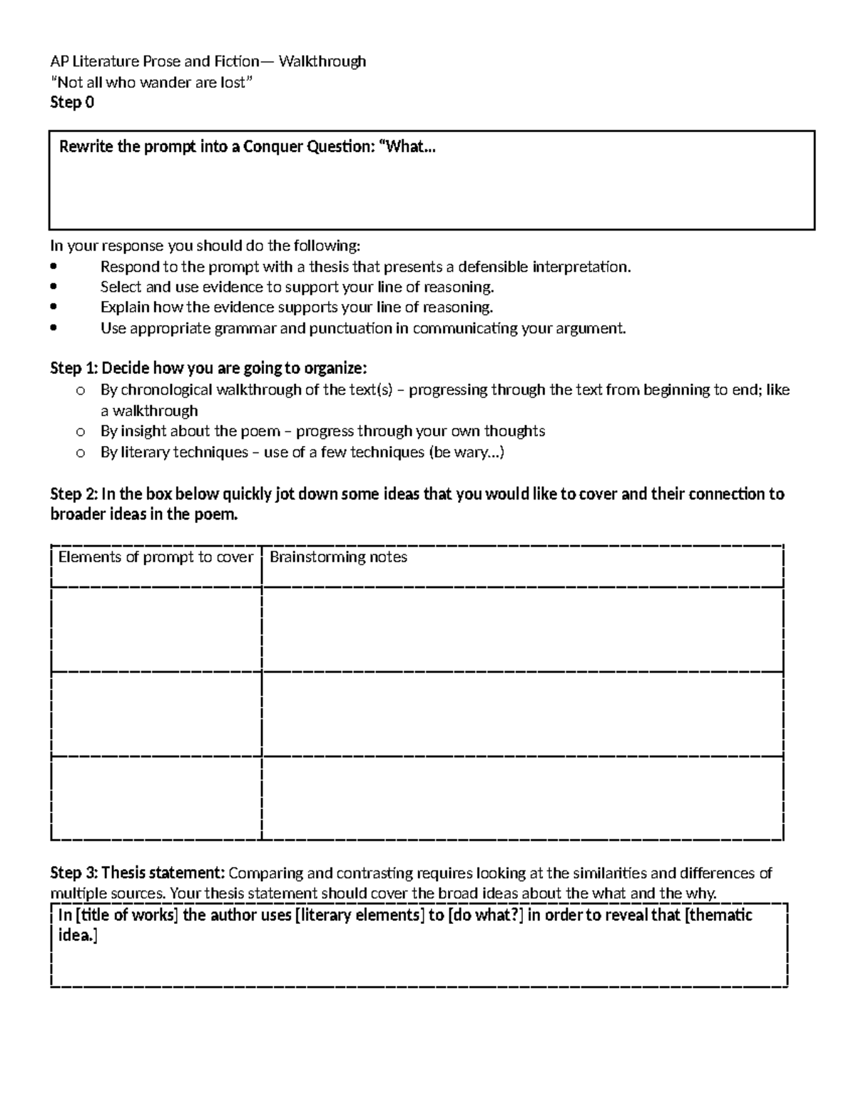 Timed Write Walkthrough - AP Literature Prose and Fiction— Walkthrough ...