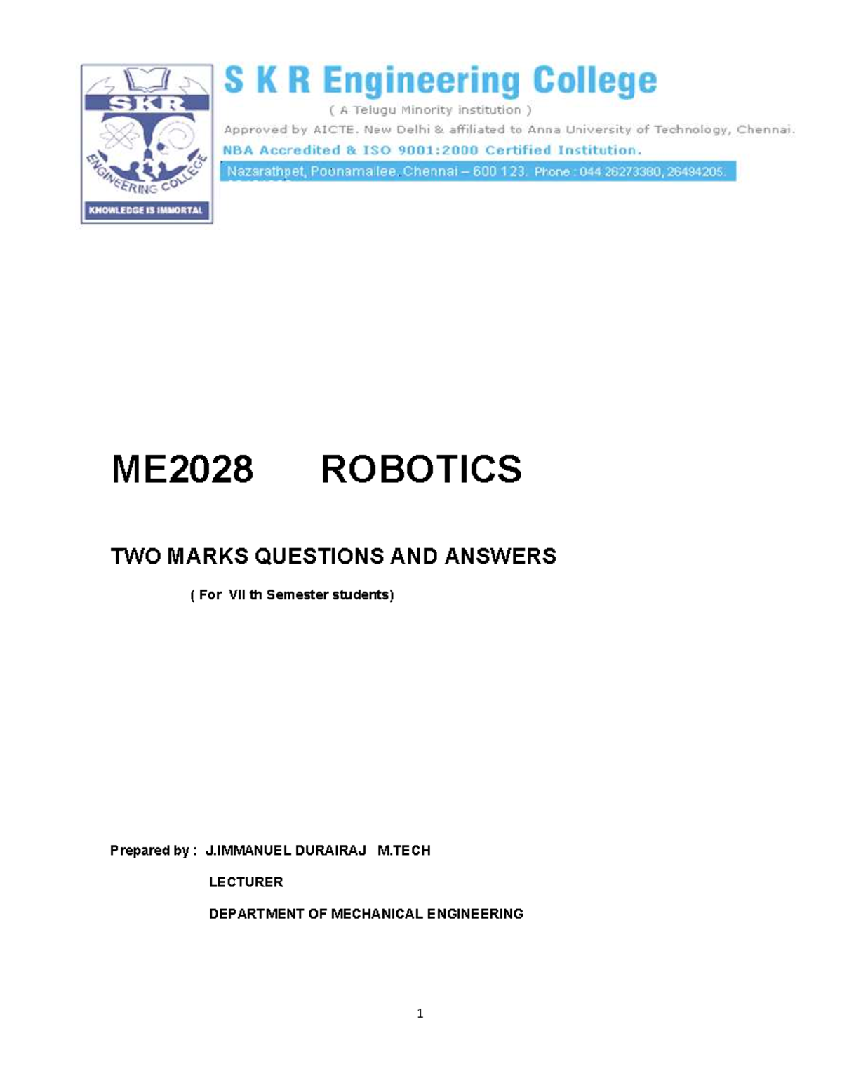 221407401-r Obotics- Notes - - Studocu