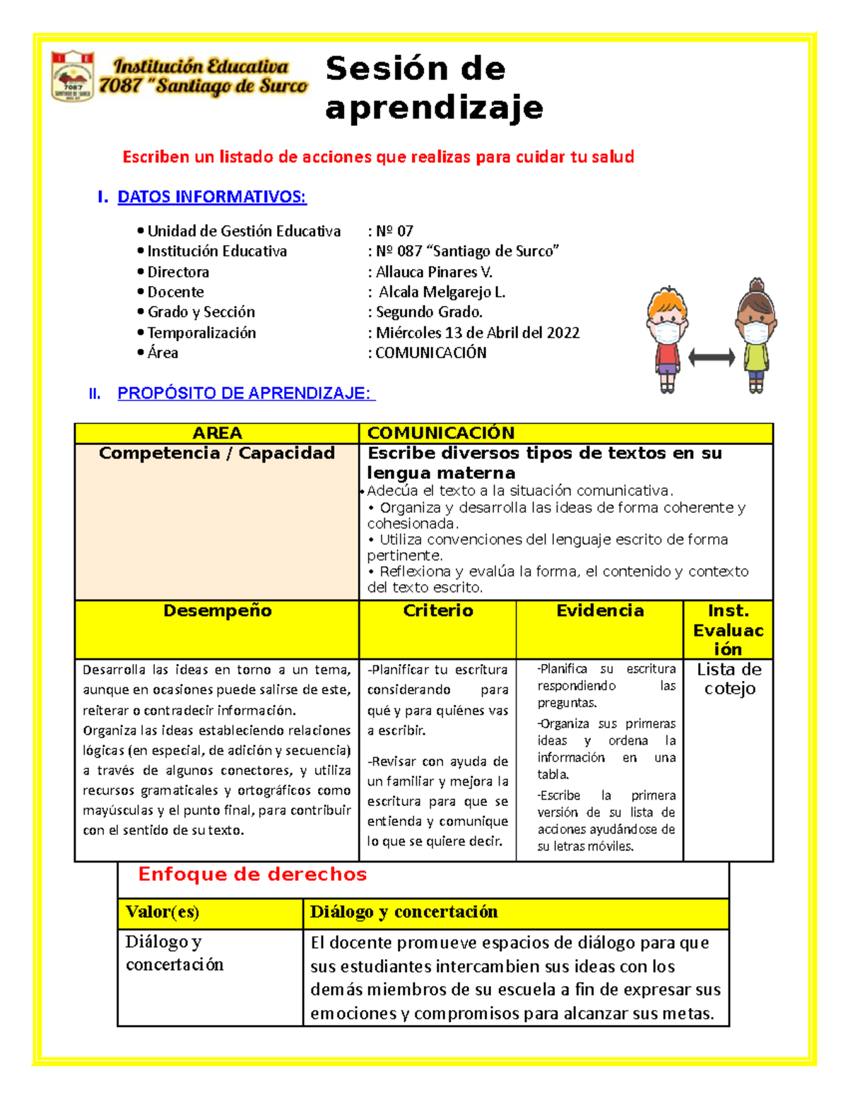 31 Sesion DE Aprendizaje Comunicación 13 DE Abril DEL 2022- 2do - Sesión de aprendizaje Escriben ...
