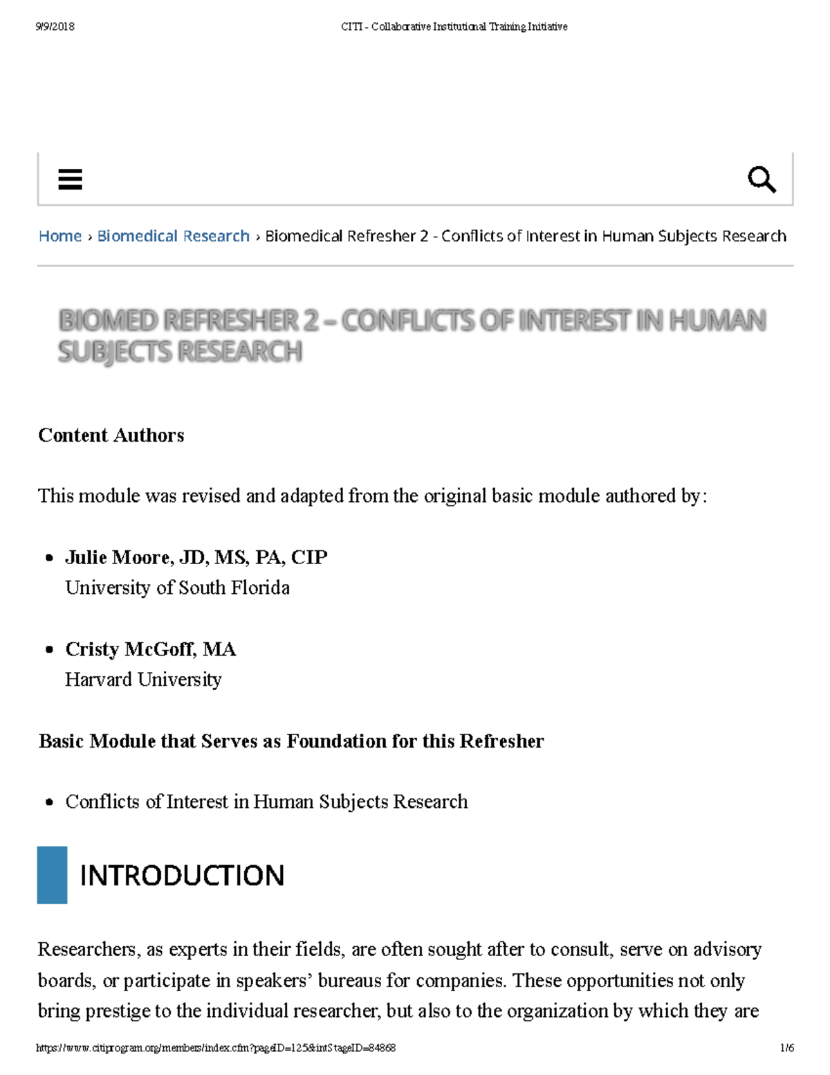 CITI - 2- Conflicts OF Interest IN Human Subjects Research - Home ...