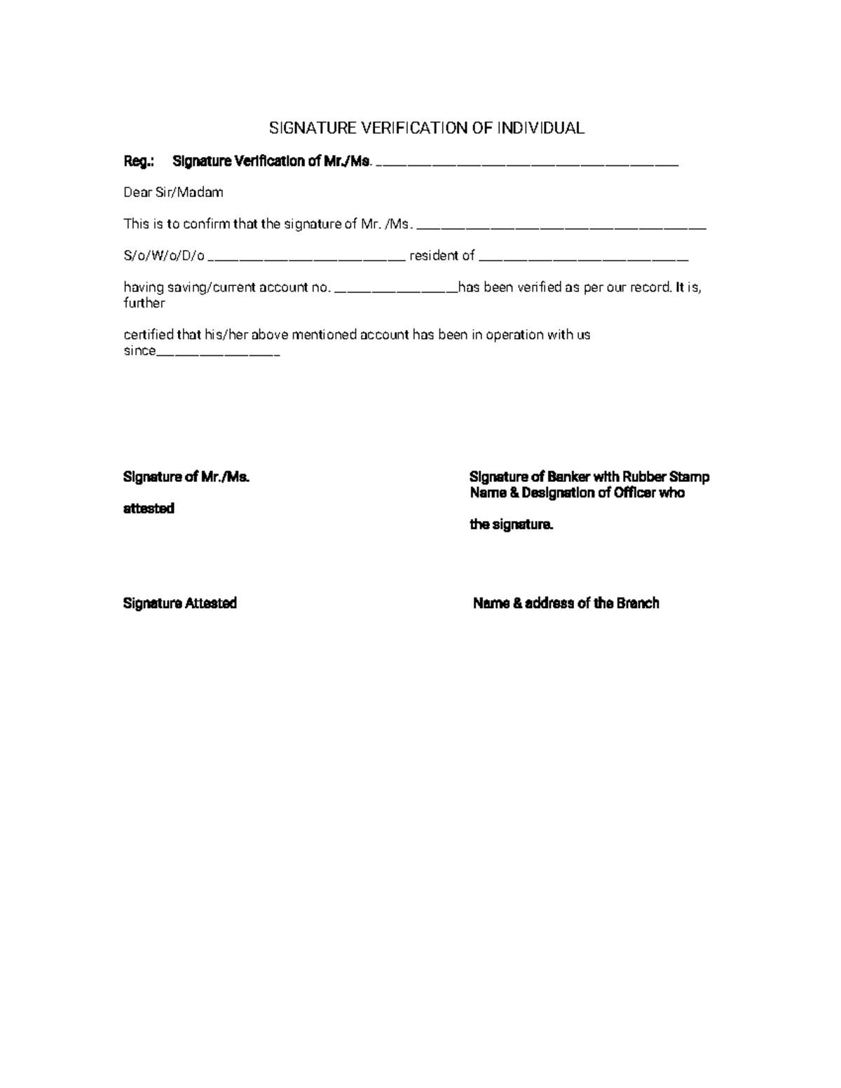 BSV Format-1 - Copy - SIGNATUREVERIFICATIONOFINDIVIDUAL Reg.: - Studocu