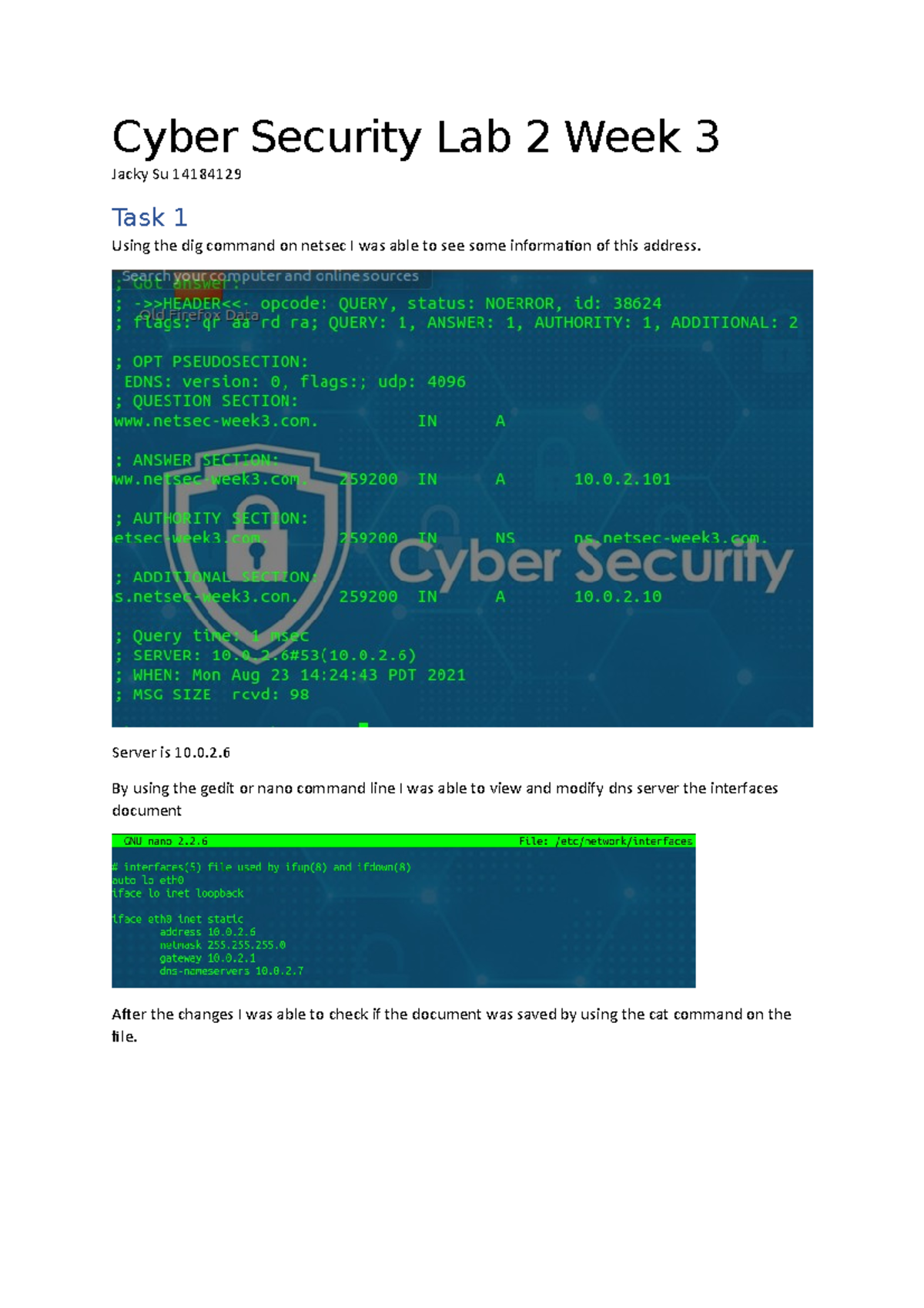 48730 14184129 Jacky Su Tut07 Cmp1Week3 - Cyber Security Lab 2 Week 3 Jacky Su 14184129 Task 1 ...