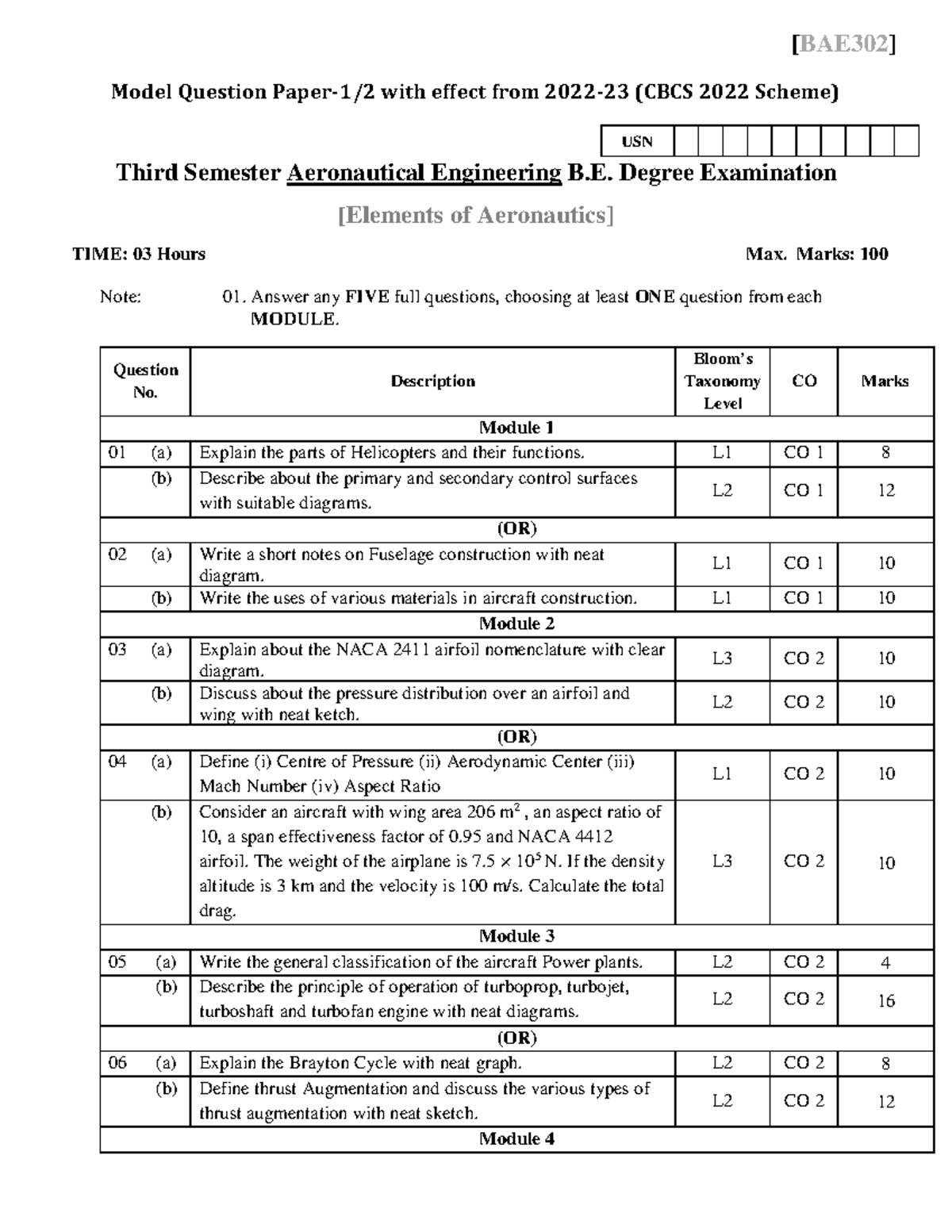 BAE302 - Model paper - Model Question Paper-1/2 with effect from 2022 ...