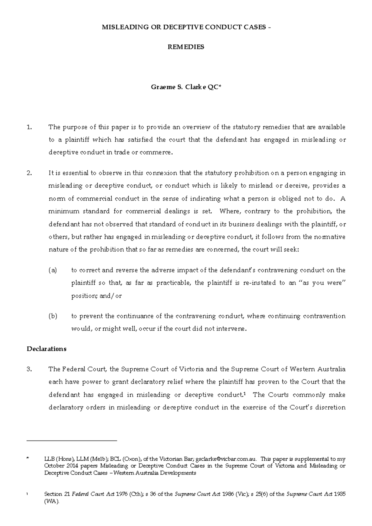 Misleading or Deceptive Conduct Cases Remedies - MISLEADING OR ...