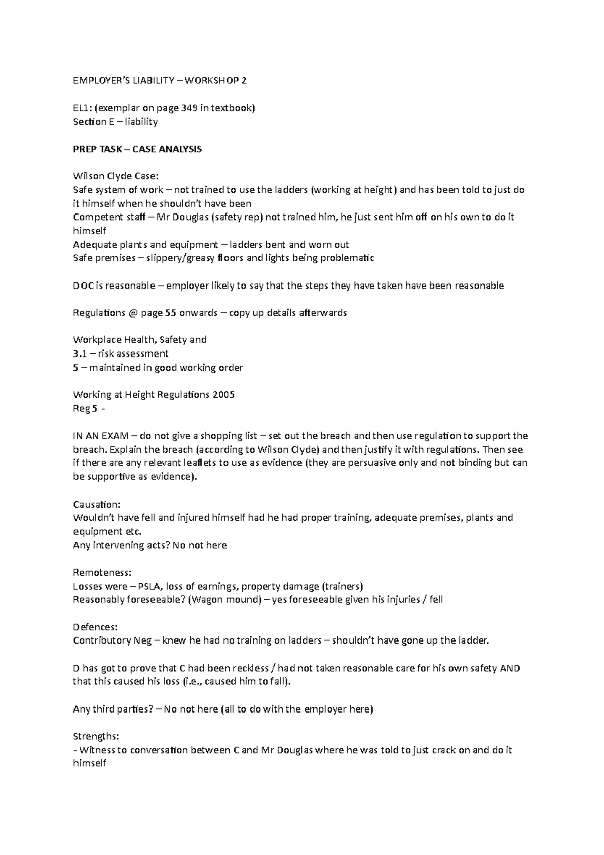 Brief notes taken in workshop to support workshop guide - EMPLOYER’S ...