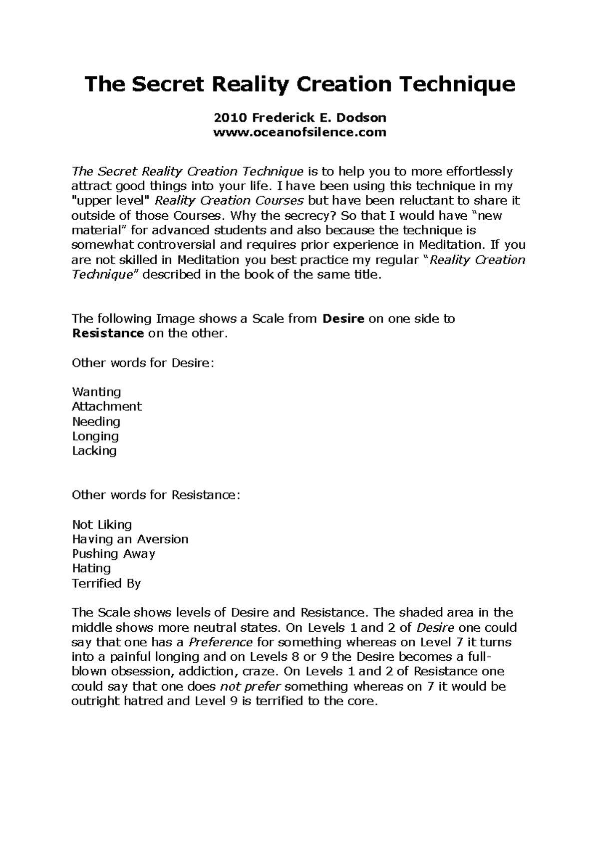 Kupdf - The Secret Reality Creation Technique 2010 Frederick E. Dodson ...