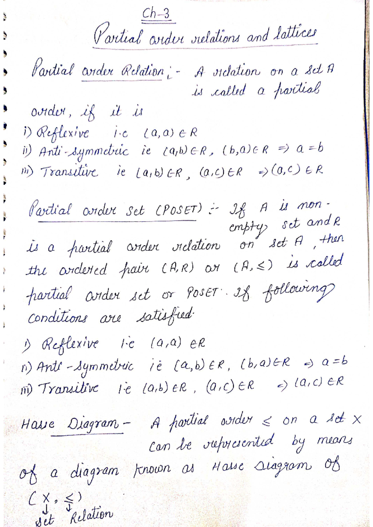 Ch-3 partial order relation - mathematical bca sem 2nd - CCS University - Studocu
