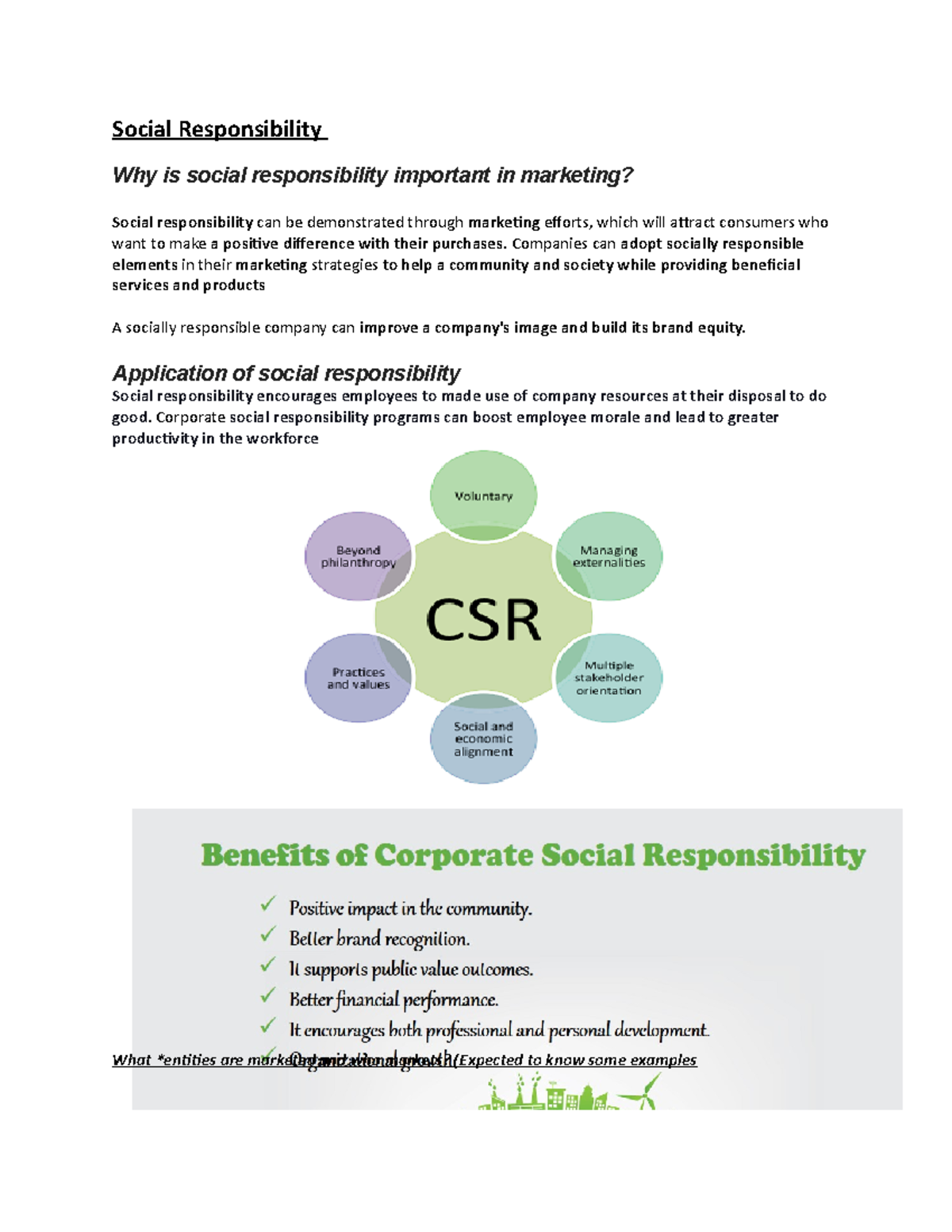 Marketing Note - Notes - Social Responsibility Why is social ...