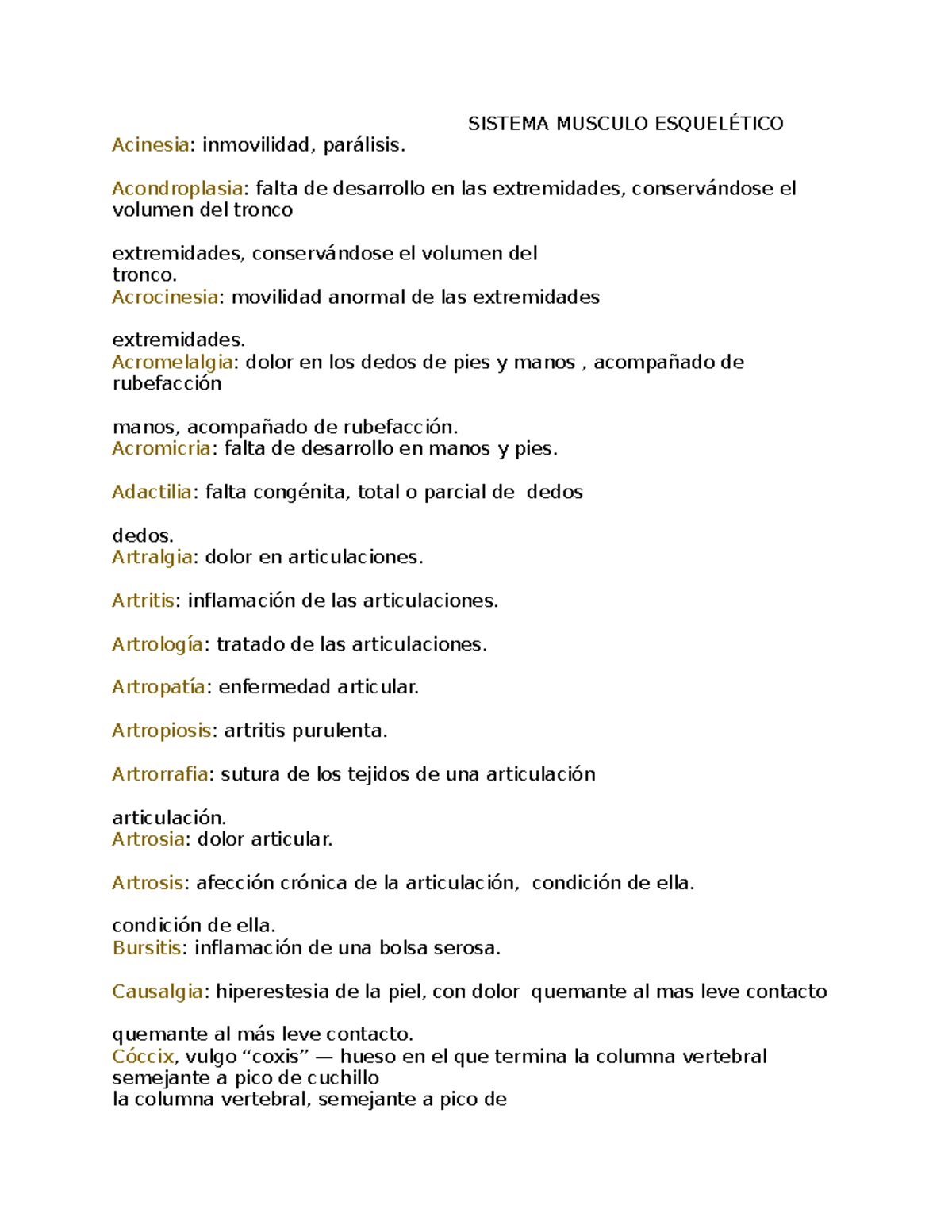 Sistema Musculo Esquelético done - SISTEMA MUSCULO ESQUELÉTICO Acinesia ...