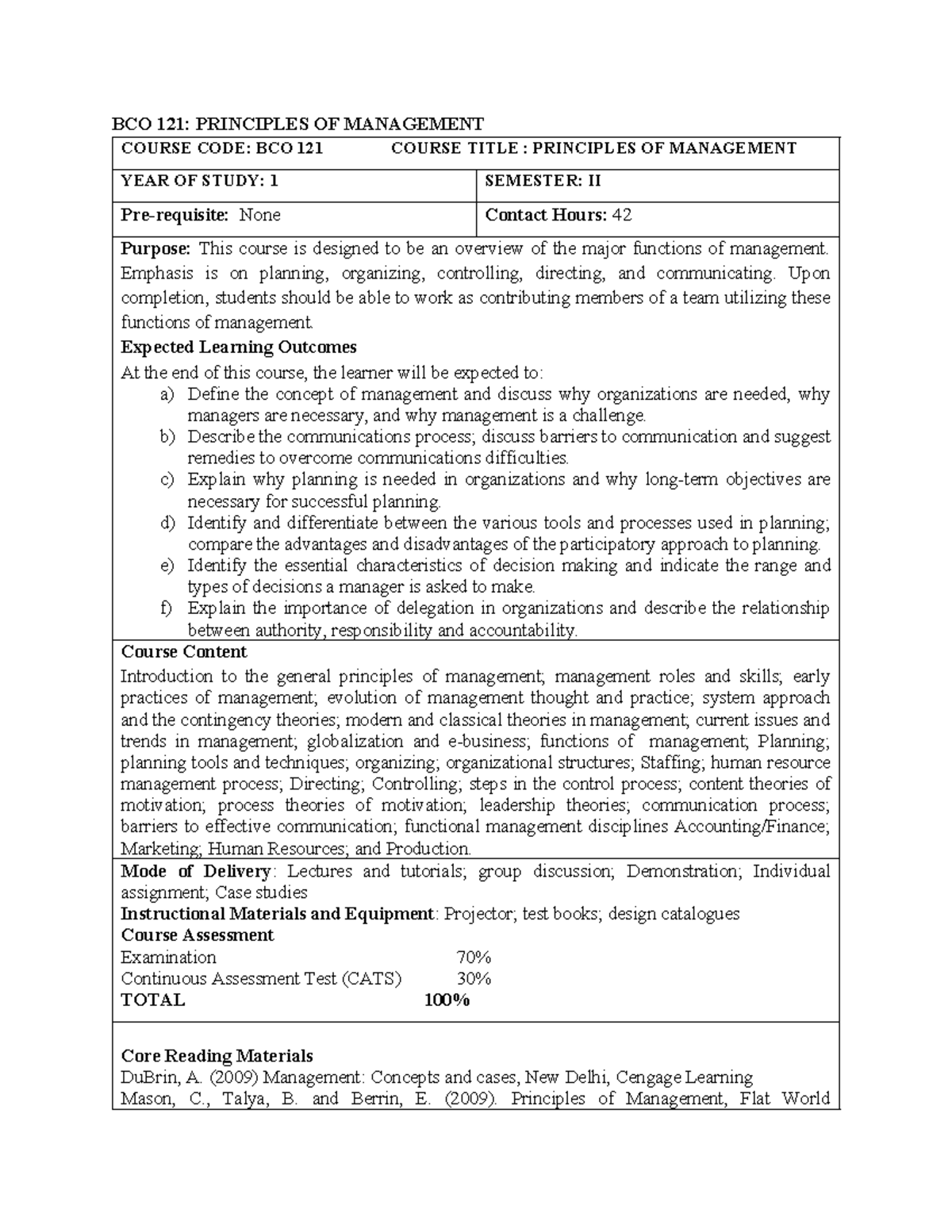 BCO 121 - Learn more about management - BCO 121: PRINCIPLES OF ...