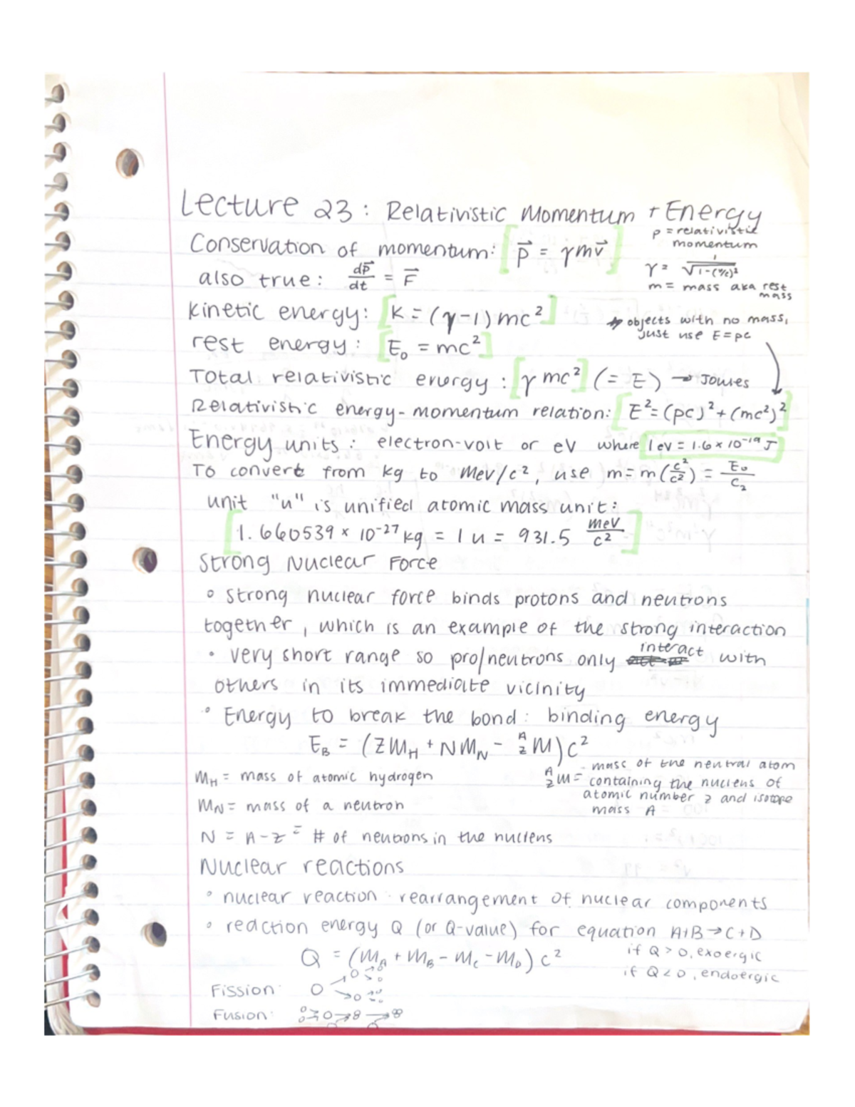 Lecture 23: Relativistic Energy - PHYS 1200 - Studocu
