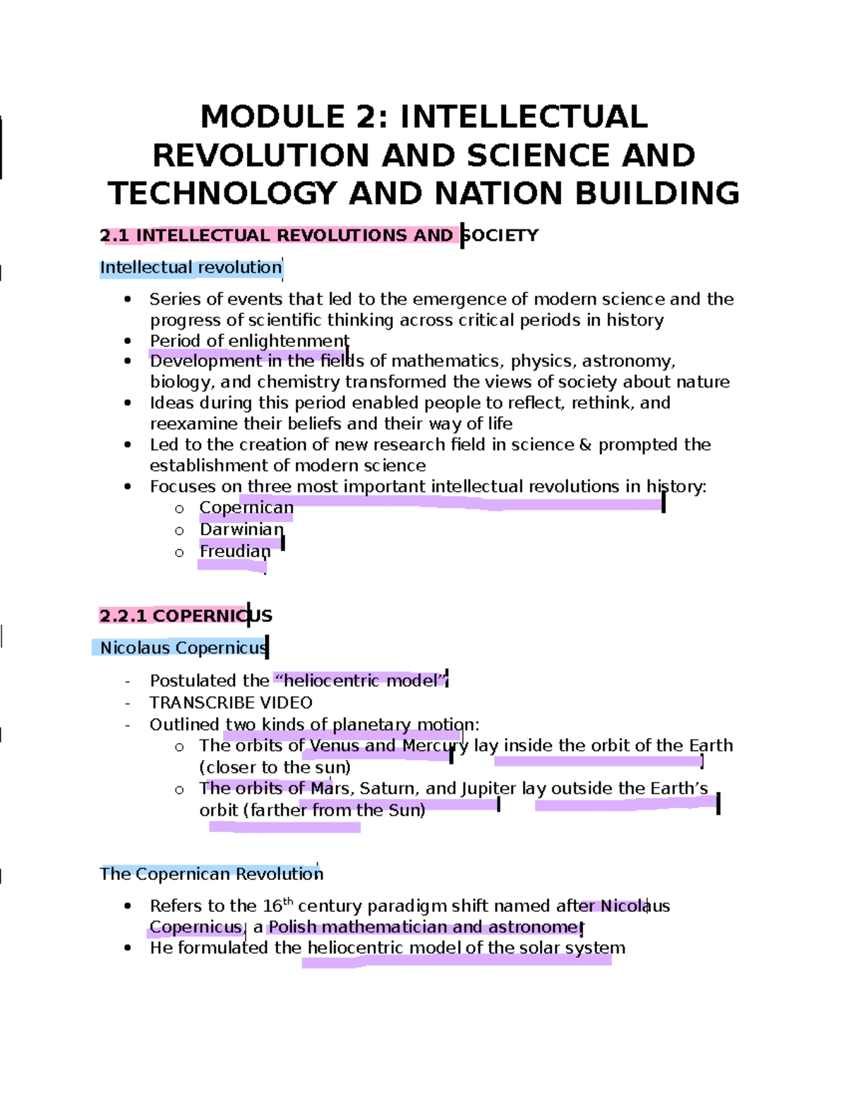 GEC 007 STS Module 2 notes - MODULE 2: INTELLECTUAL REVOLUTION AND ...