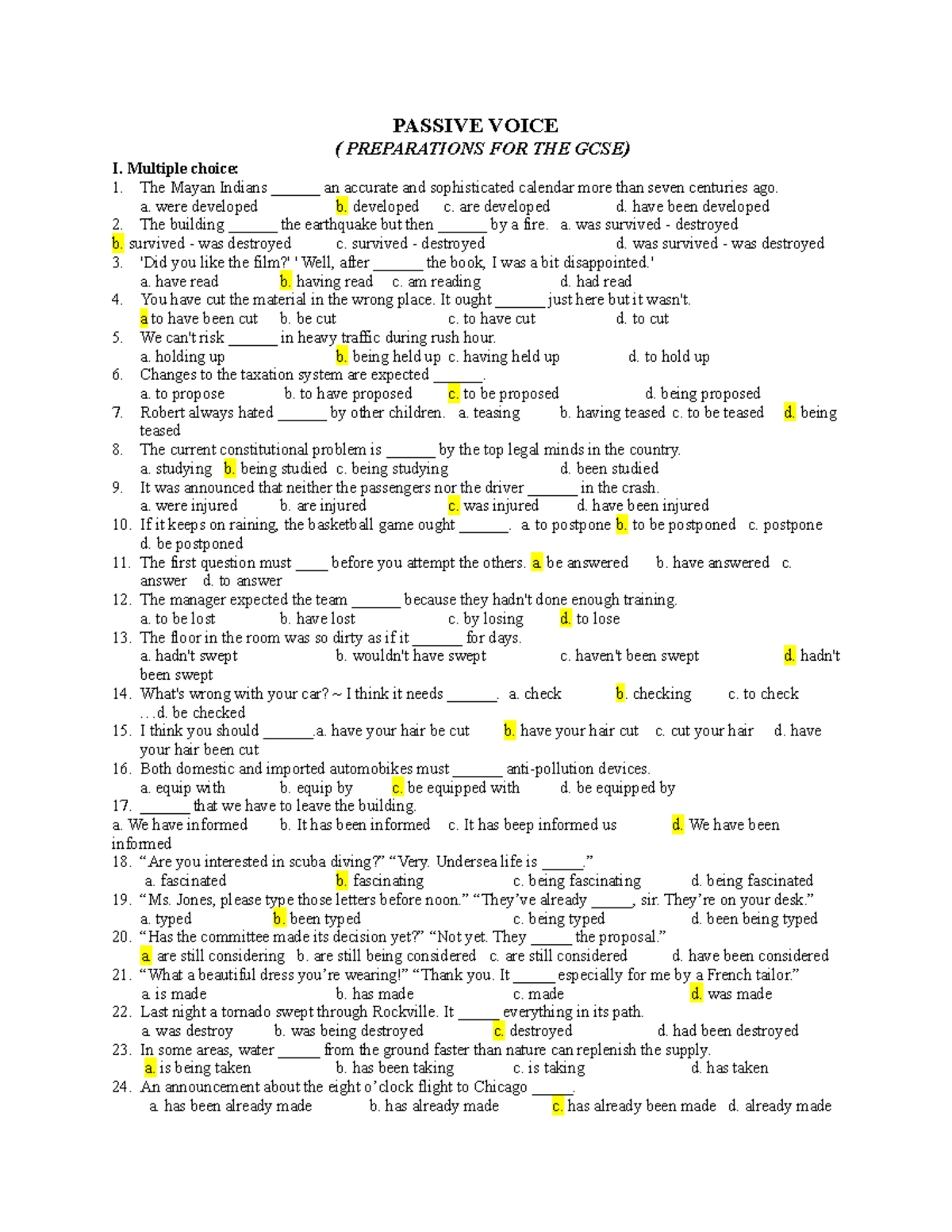 Passive Voice - bị động - PASSIVE VOICE ( PREPARATIONS FOR THE GCSE) I ...