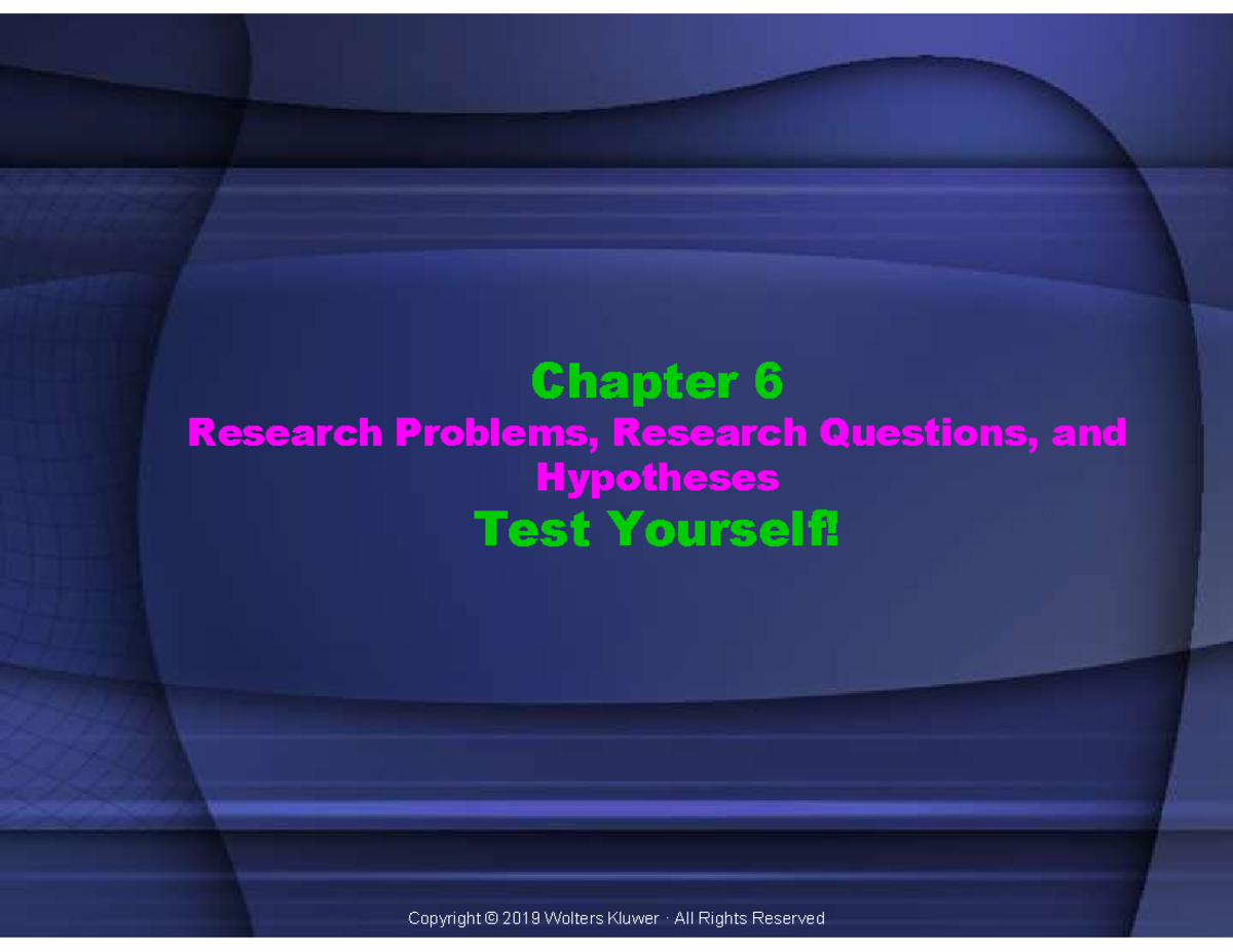6 ST Problem, questions, hypotheses - Chapter 6 Research Problems ...