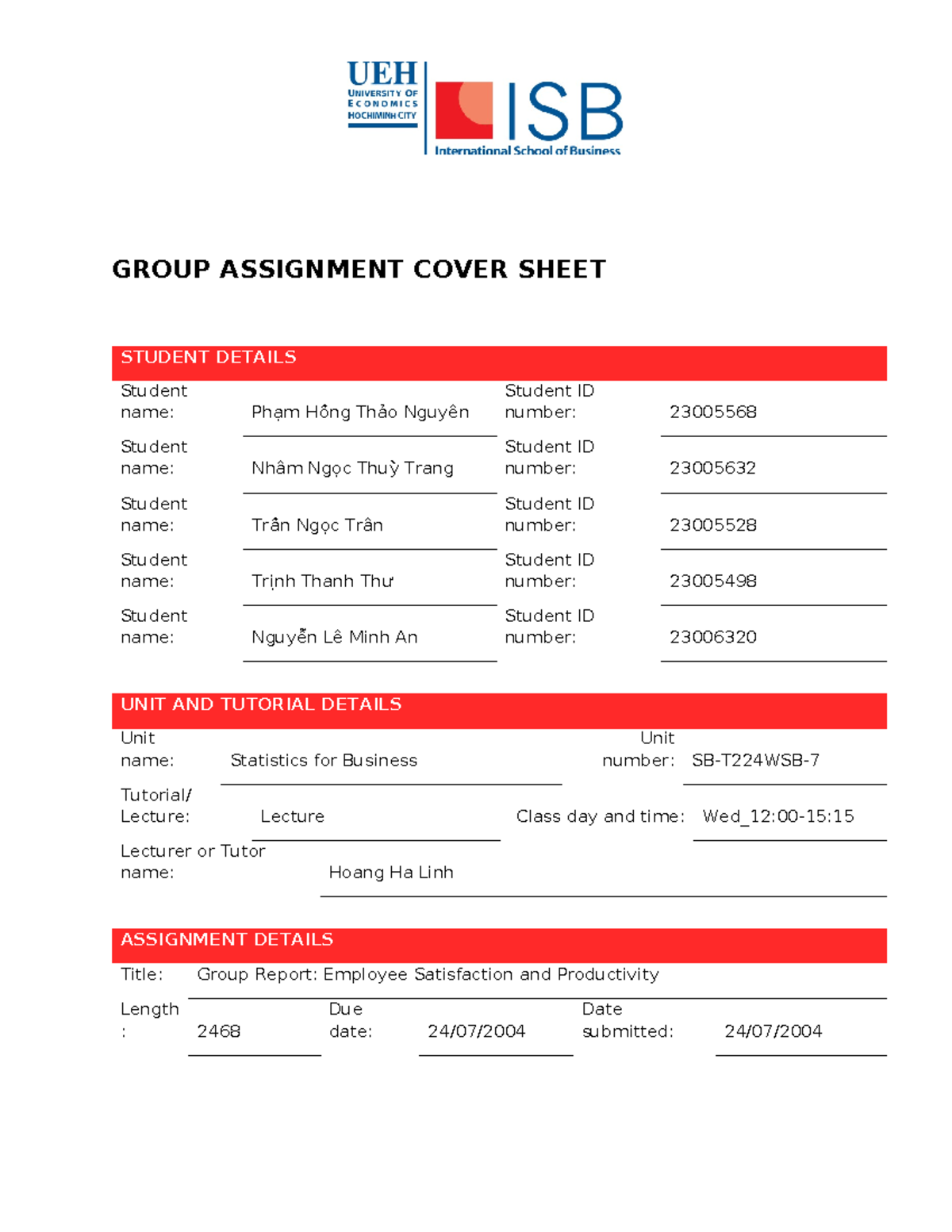 Group-report SB7 Group-4 - GROUP ASSIGNMENT COVER SHEET STUDENT DETAILS ...
