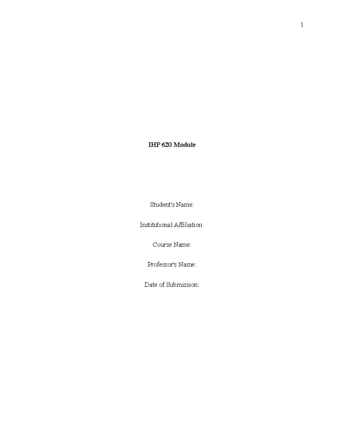 394549423 - IHP 620 Module - IHP 620 Module Student's Name ...