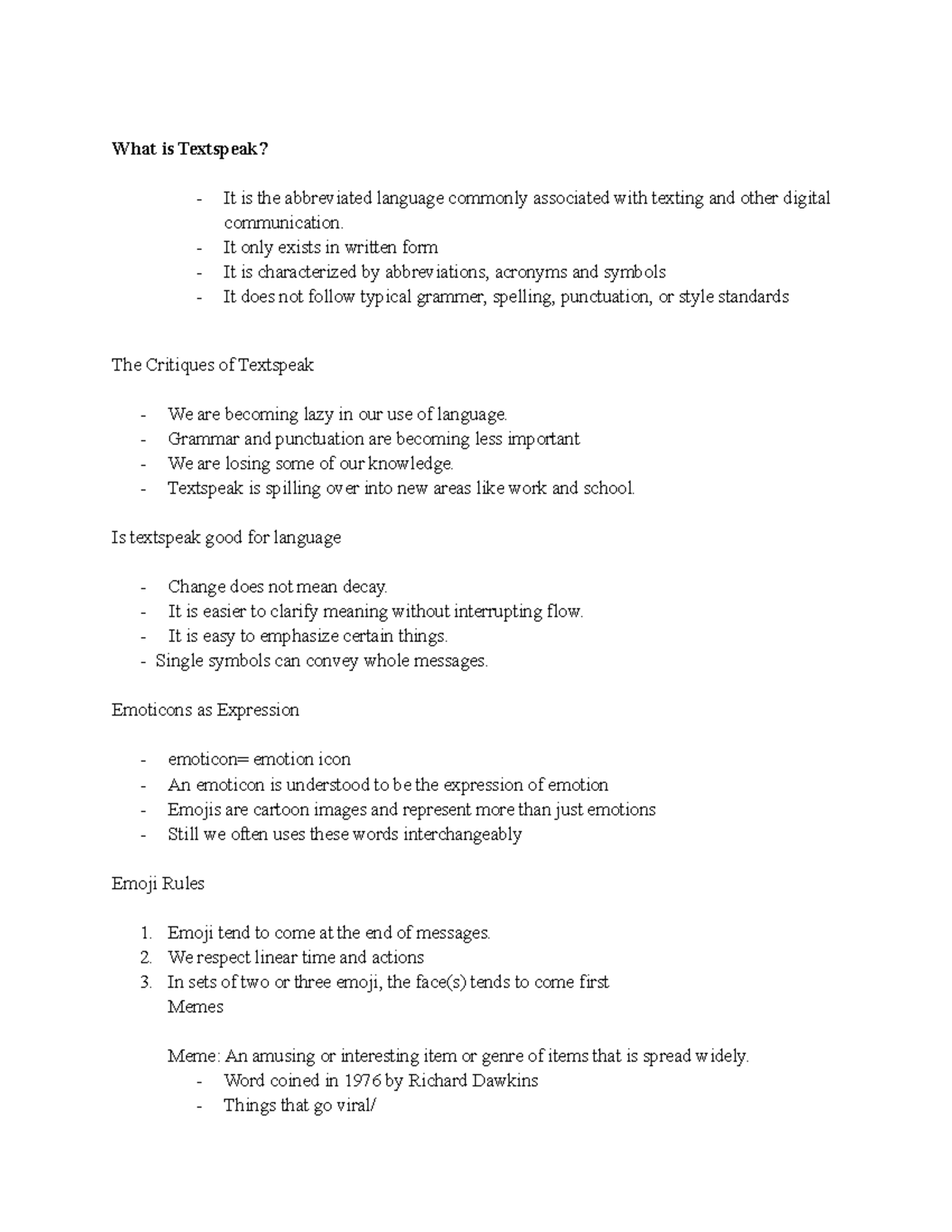 COMM200 Miller Unit 2 Notes Part 3 What Is Textspeak It Is The