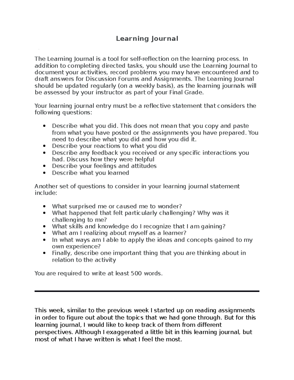 Learning Journal - done - Computer Science - Studocu