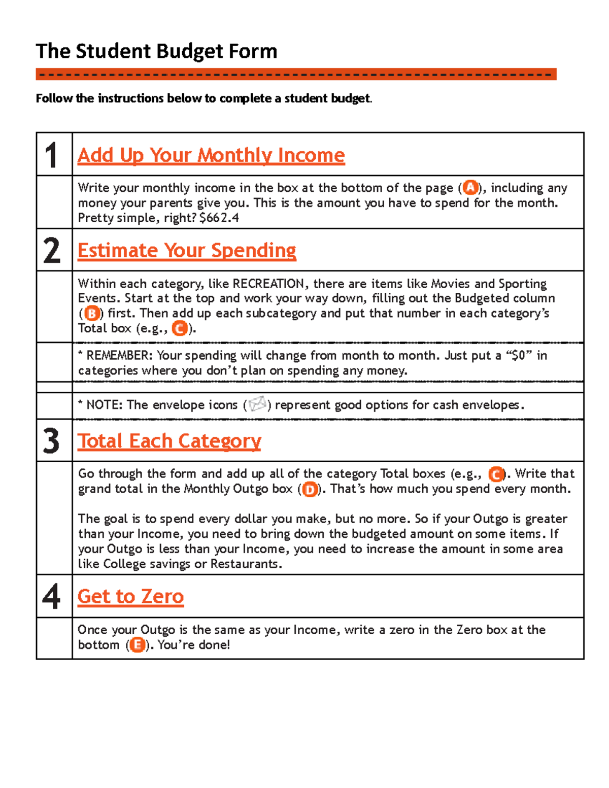 Copy of student budget form-2 - The Student Budget Form Follow the ...