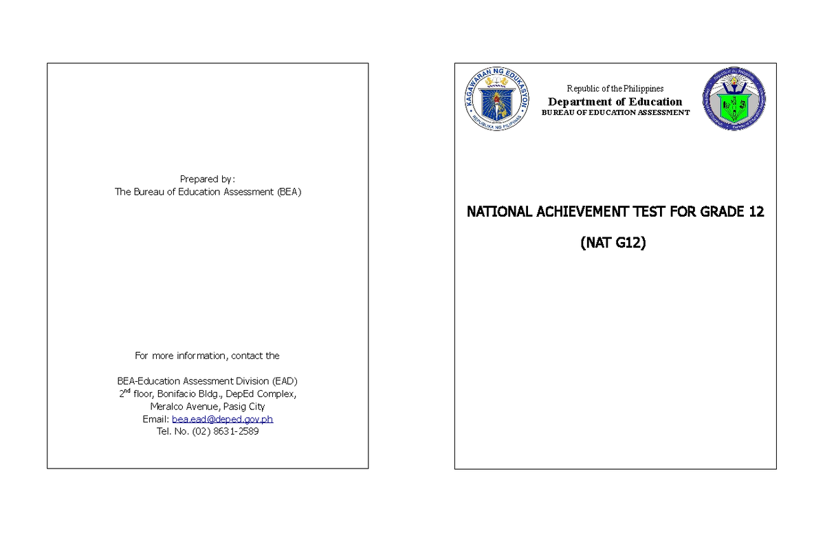 NAT-G12-English-Science-Math-1 - Prepared by: The Bureau of Education ...