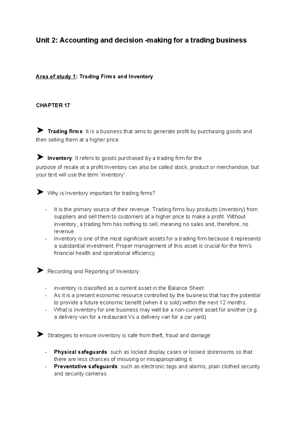 Accounting Unit 2 Aos 1 Notes Unit 2 Accounting And Decision Making For A Trading Business