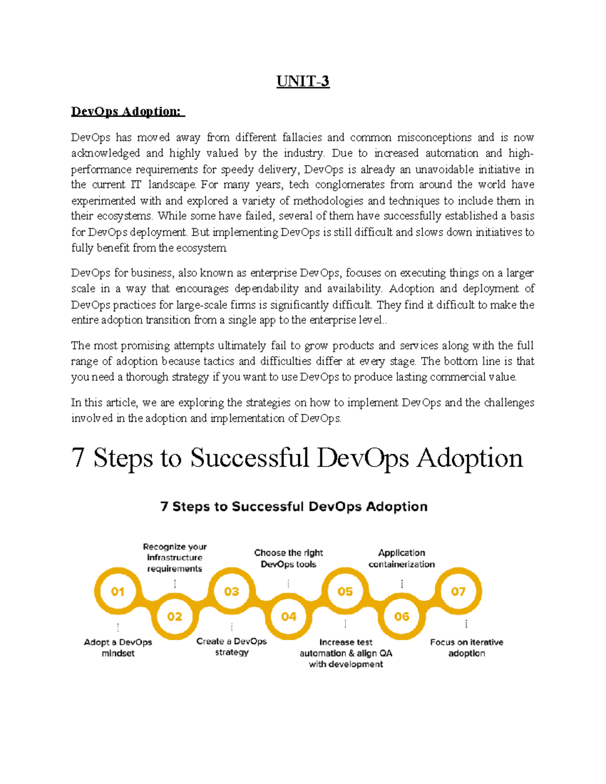 Unit-3 - Nothing - UNIT- ####### DevOps Adoption: DevOps has moved away from different fallacies ...