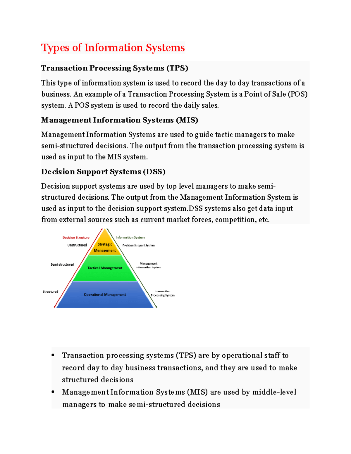 Management information system - Types of Information Systems ...