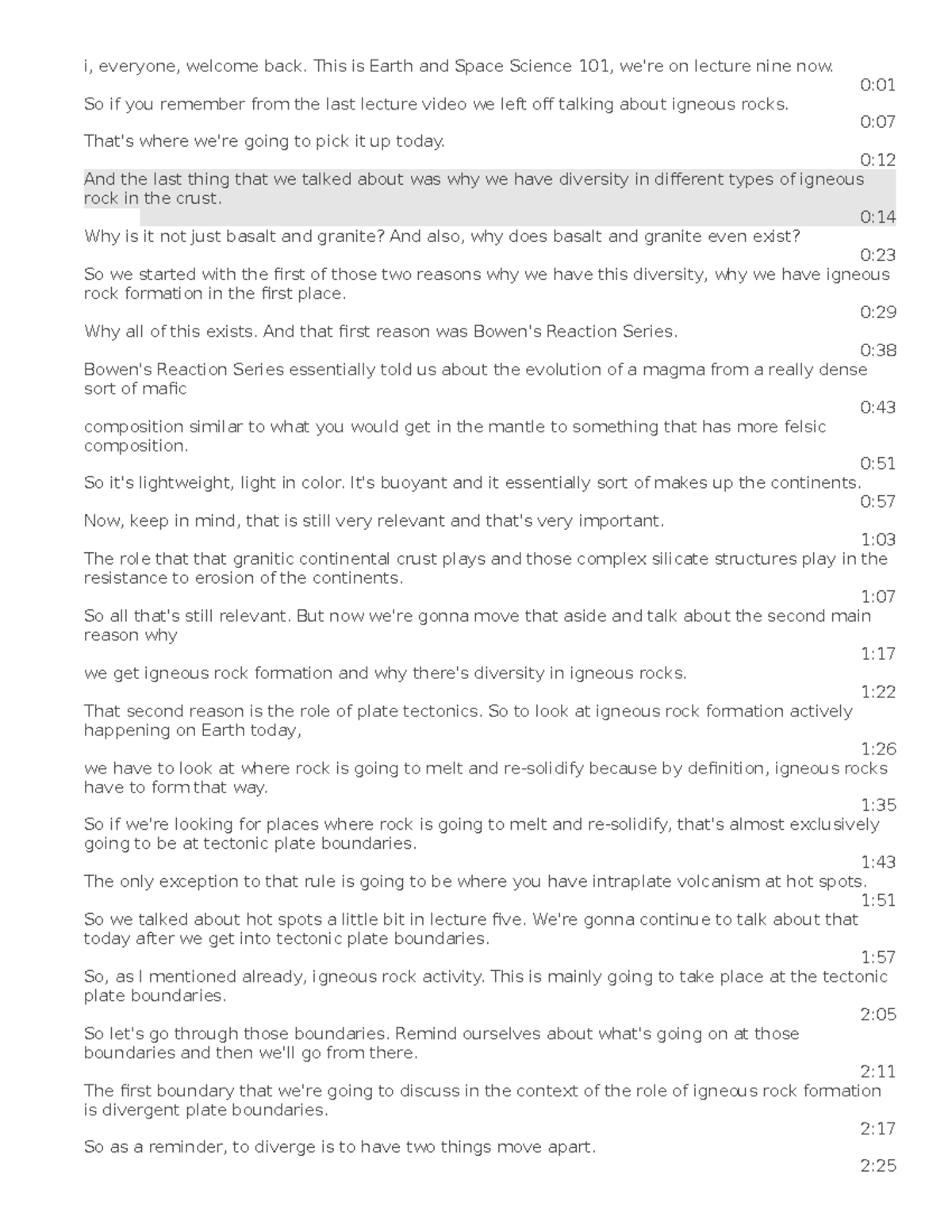 Lecture 9 Transcript - Read instead of watching video - i, everyone, welcome back. This is Earth ...