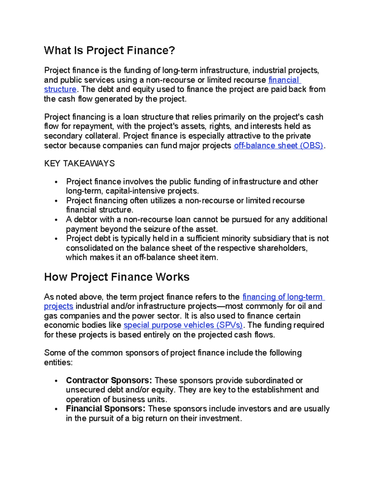 What Is Project Finance - What Is Project Finance? Project finance is ...