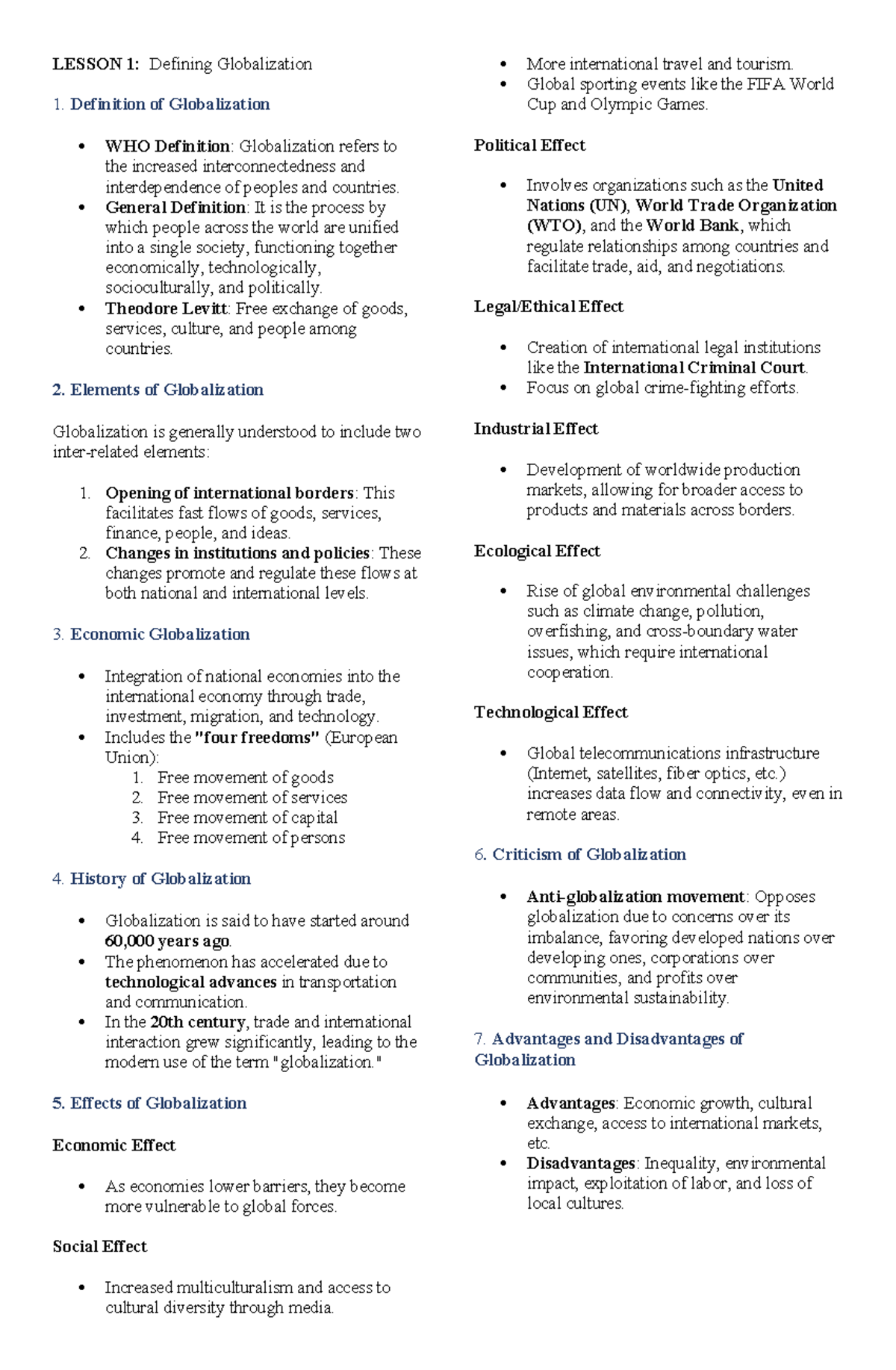 Comworld- Midterm- Trans - LESSON 1: Defining Globalization 1 ...