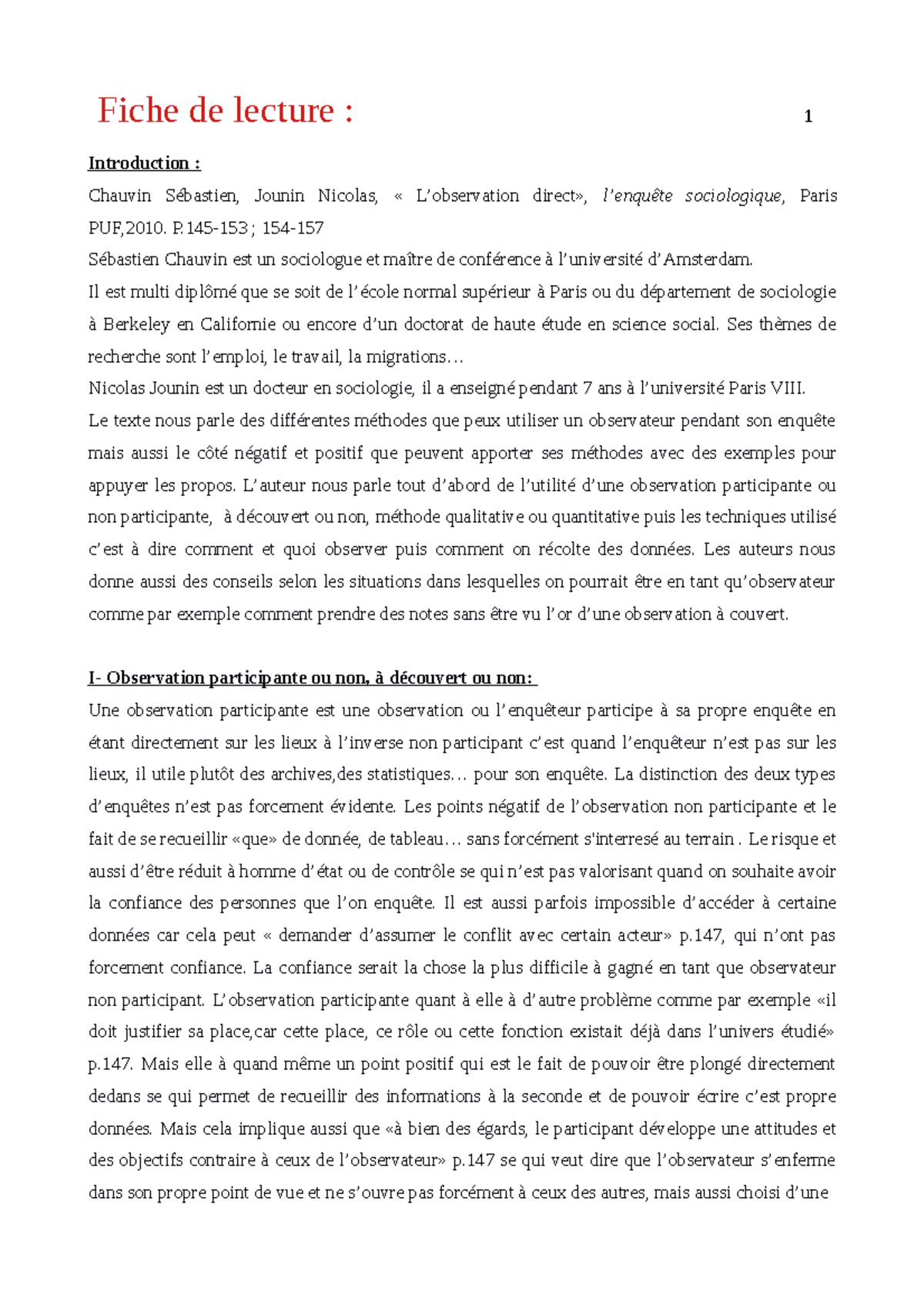 Fiche de lecture n°2 - Lecture de Documents - Univ Nantes - Studocu