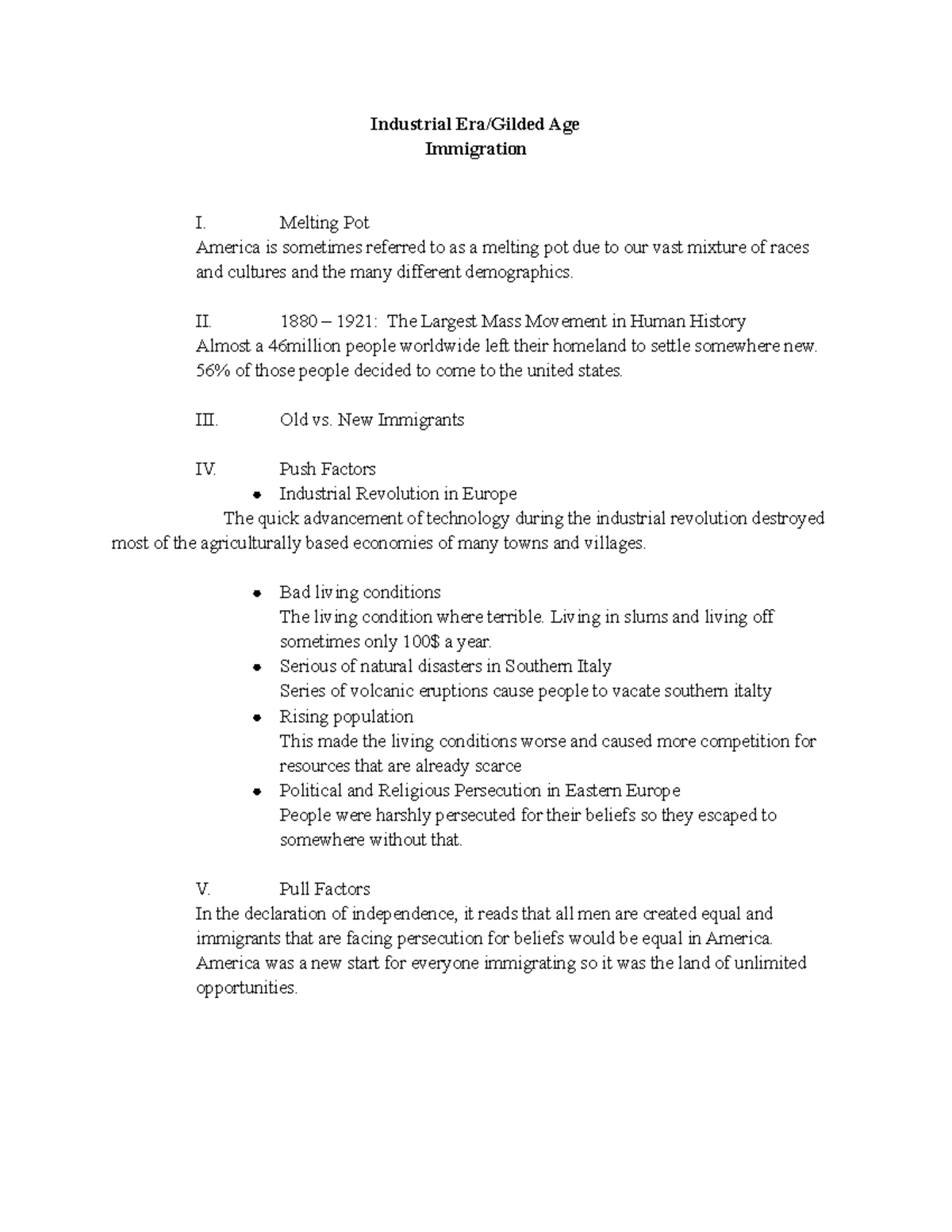 Immigration Student Outline module 3 - Industrial Era/Gilded Age ...