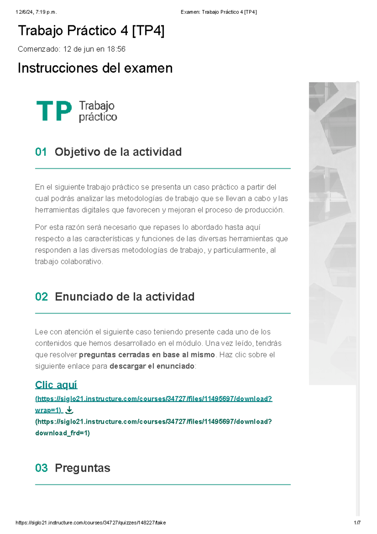 Examen Trabajo Práctico 4 Tp4 Trabajo Práctico 4 Tp4 Comenzado