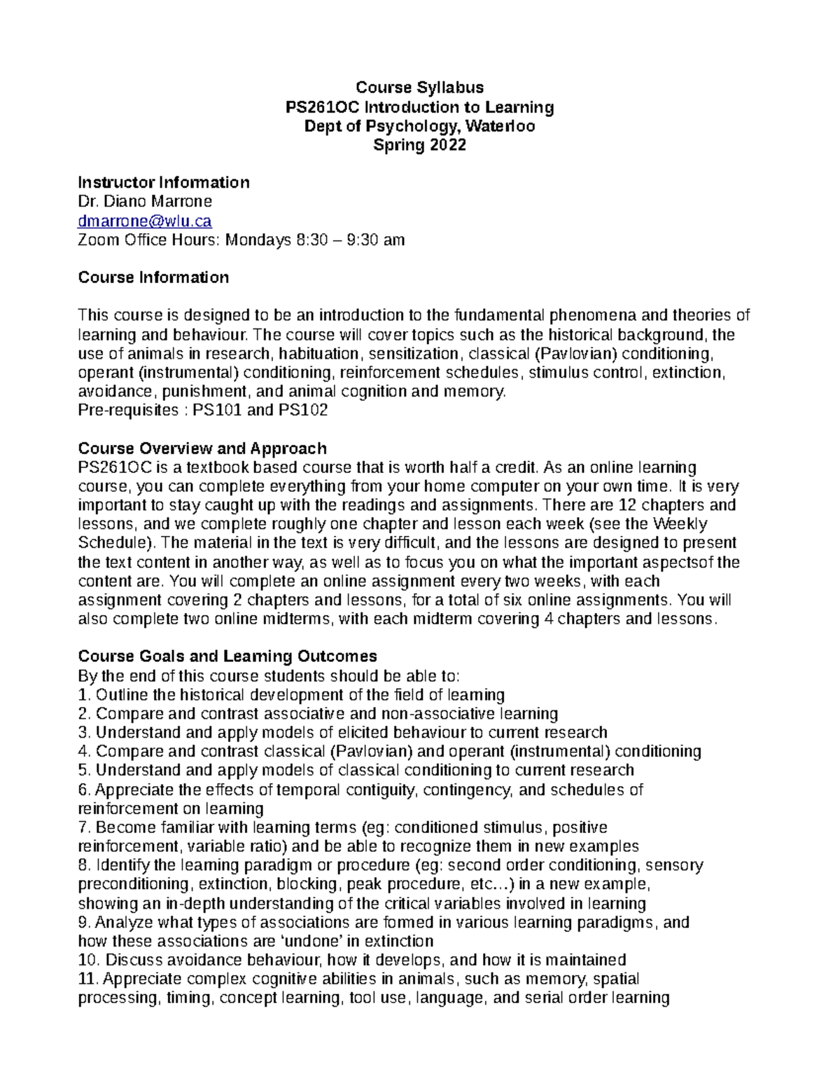 PS261 OC S22 - Spring 2022 Course Outline - Course Syllabus PS261OC ...