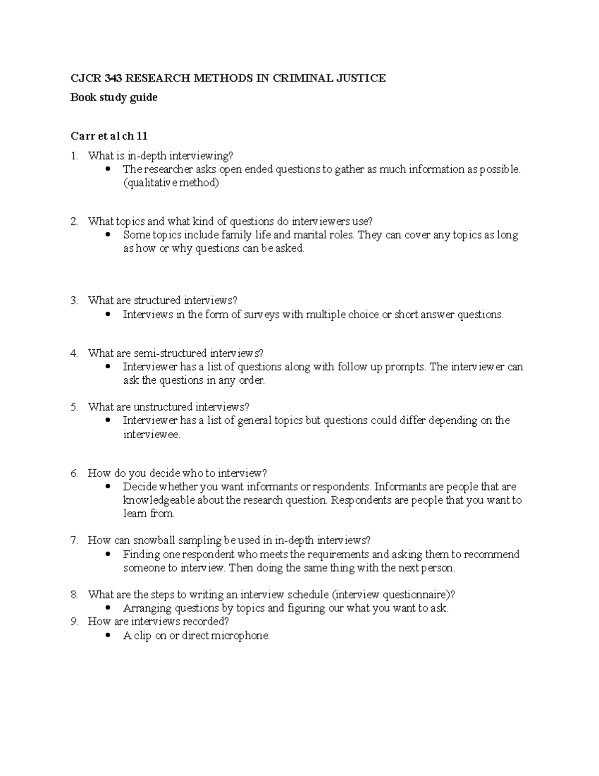 Book study guide ch 11 - Chapter 11 book review - CJCR 343 RESEARCH ...