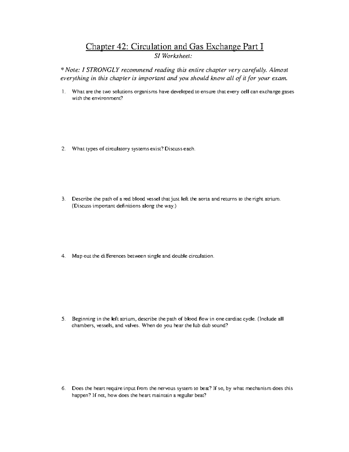 Chapter 42- Circulation and Gas Exchange Part I - Almost everything in ...