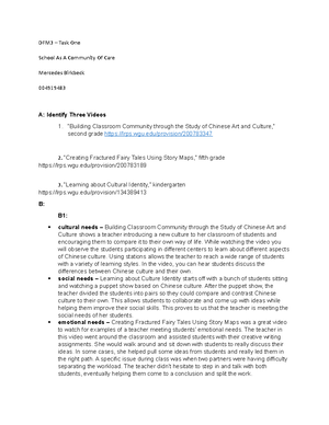 TASK TWO - Complete - sssssssss - DFM3 – Task Two School As a Community ...