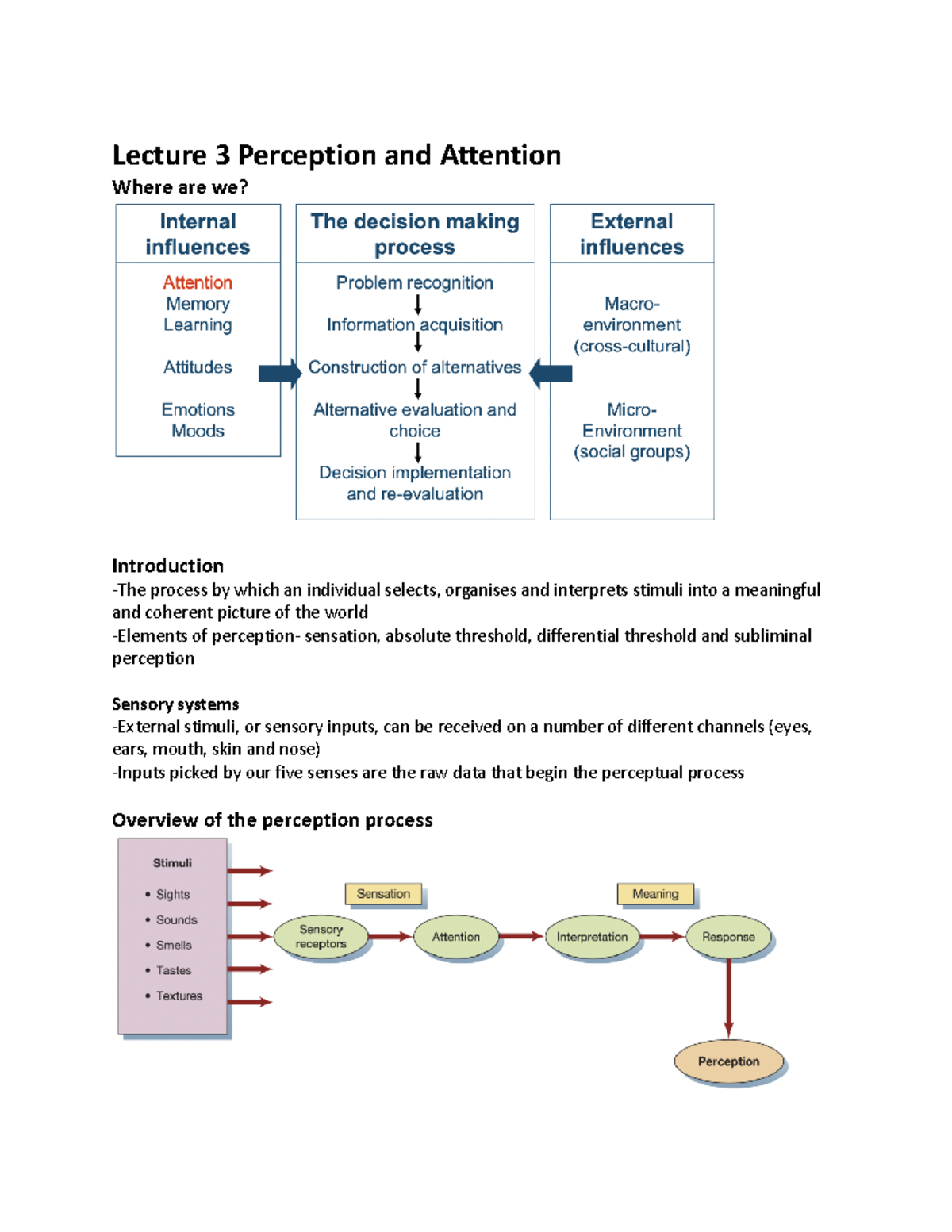 Perception & Attention - Lecture 3 Perception and Attention Where are ...