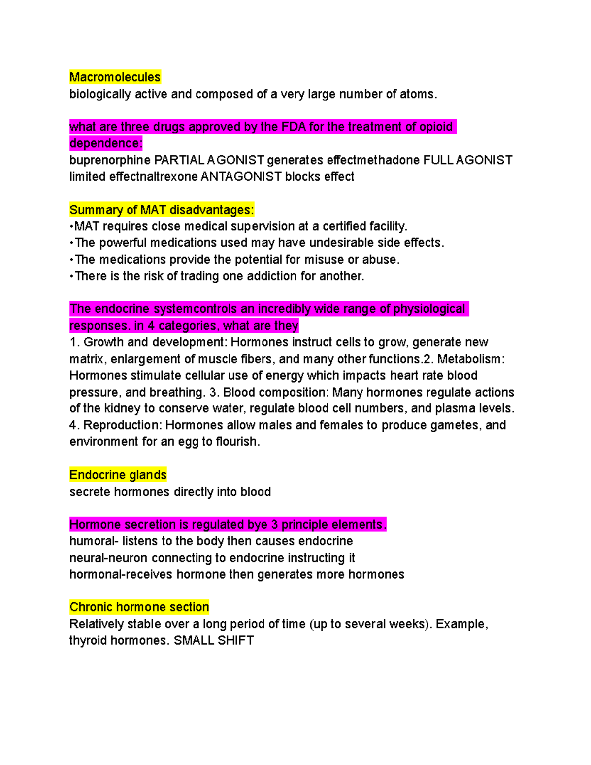 exam 1 review notes - Macromolecules biologically active and composed ...