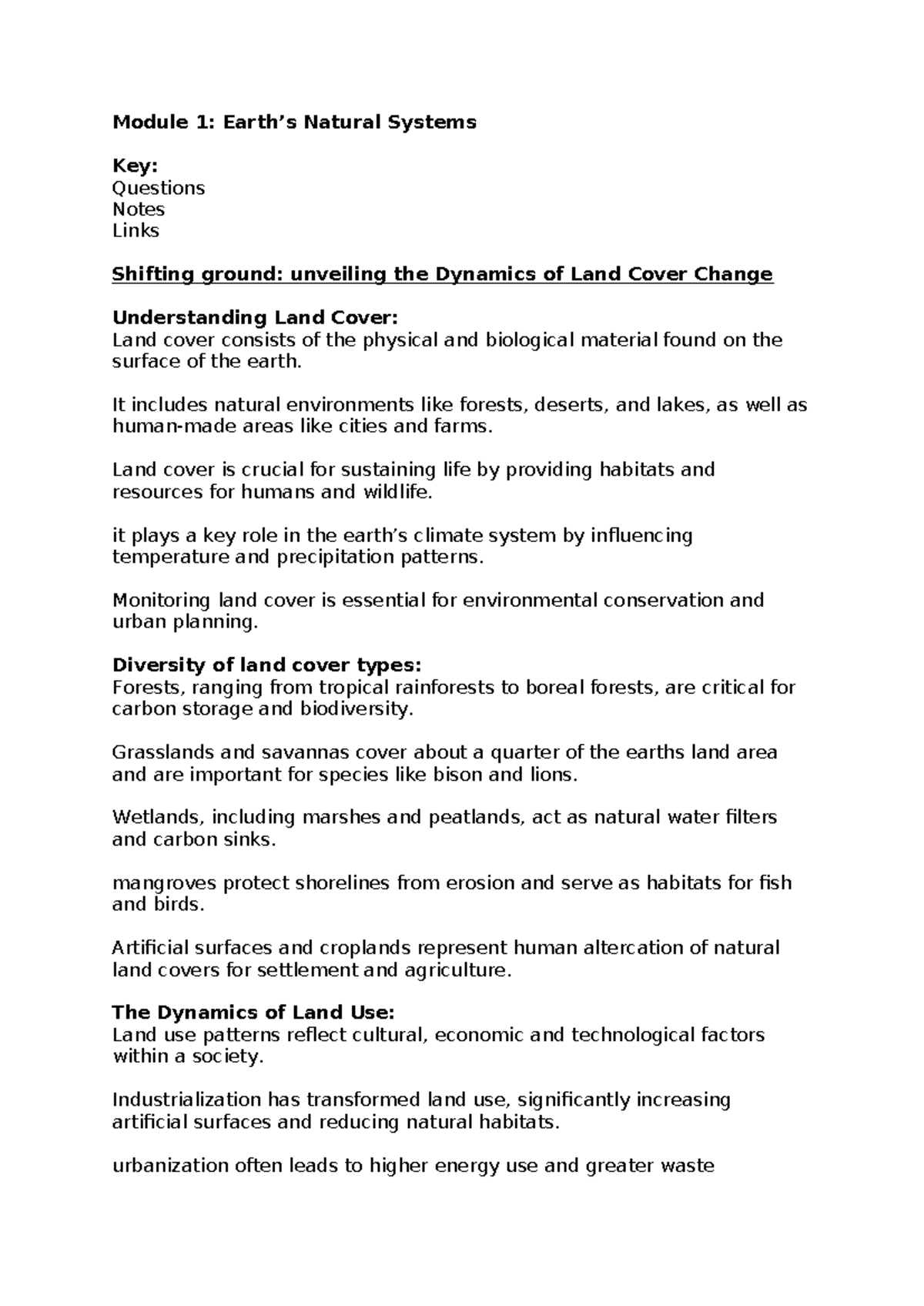 Year 11 Geography NEW Syllabus - Module 1: Earth’s Natural Systems Key ...